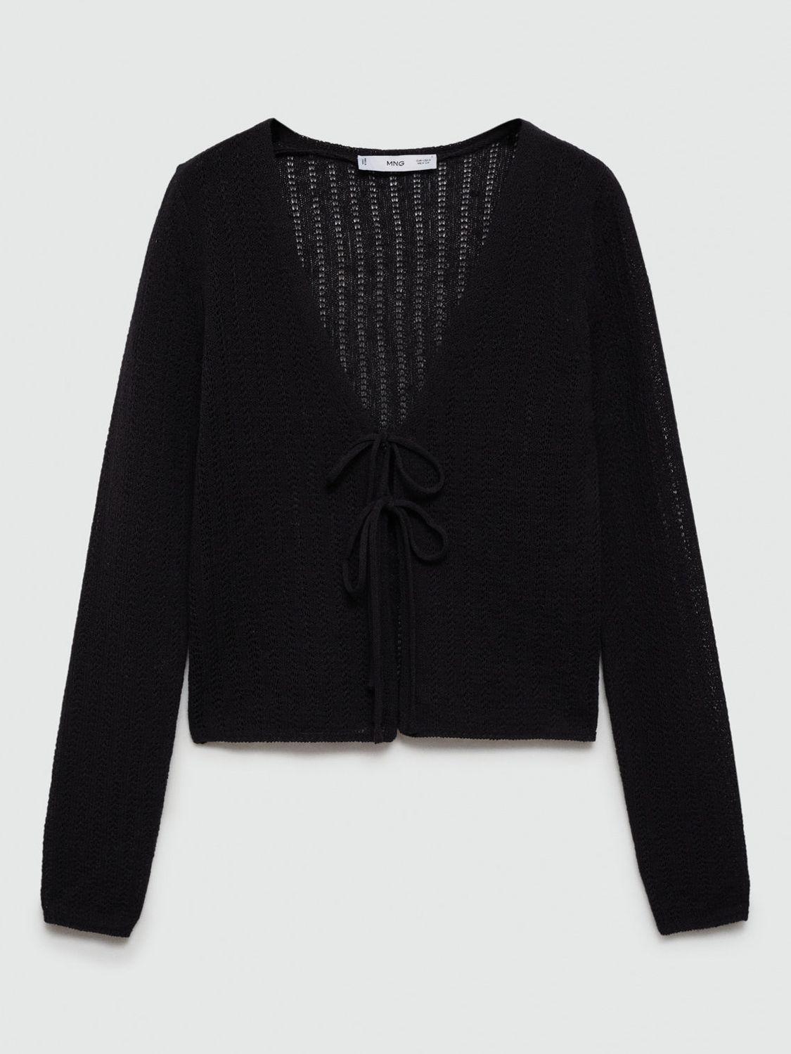 MANGO Toledo Knit Tie Cardigan in Black | Endource