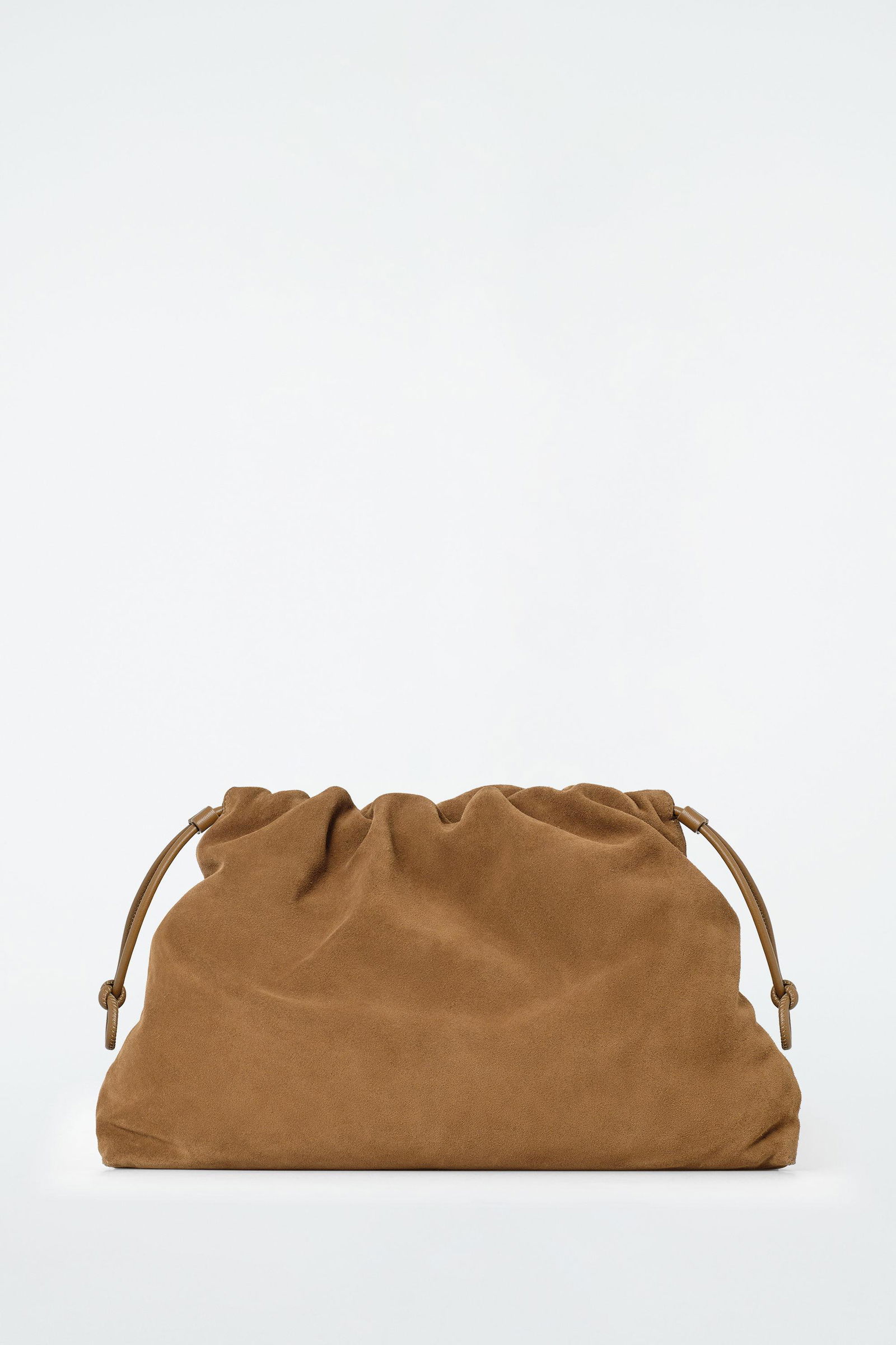 COS Cavatelli Suede Clutch Bag in BROWN | endource