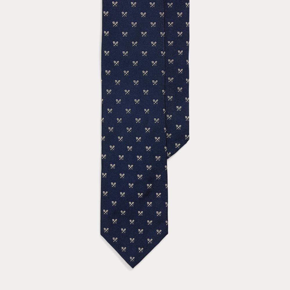 RALPH LAUREN PURPLE LABEL Racquet-Patterned Silk Repp Tie in Blue ...