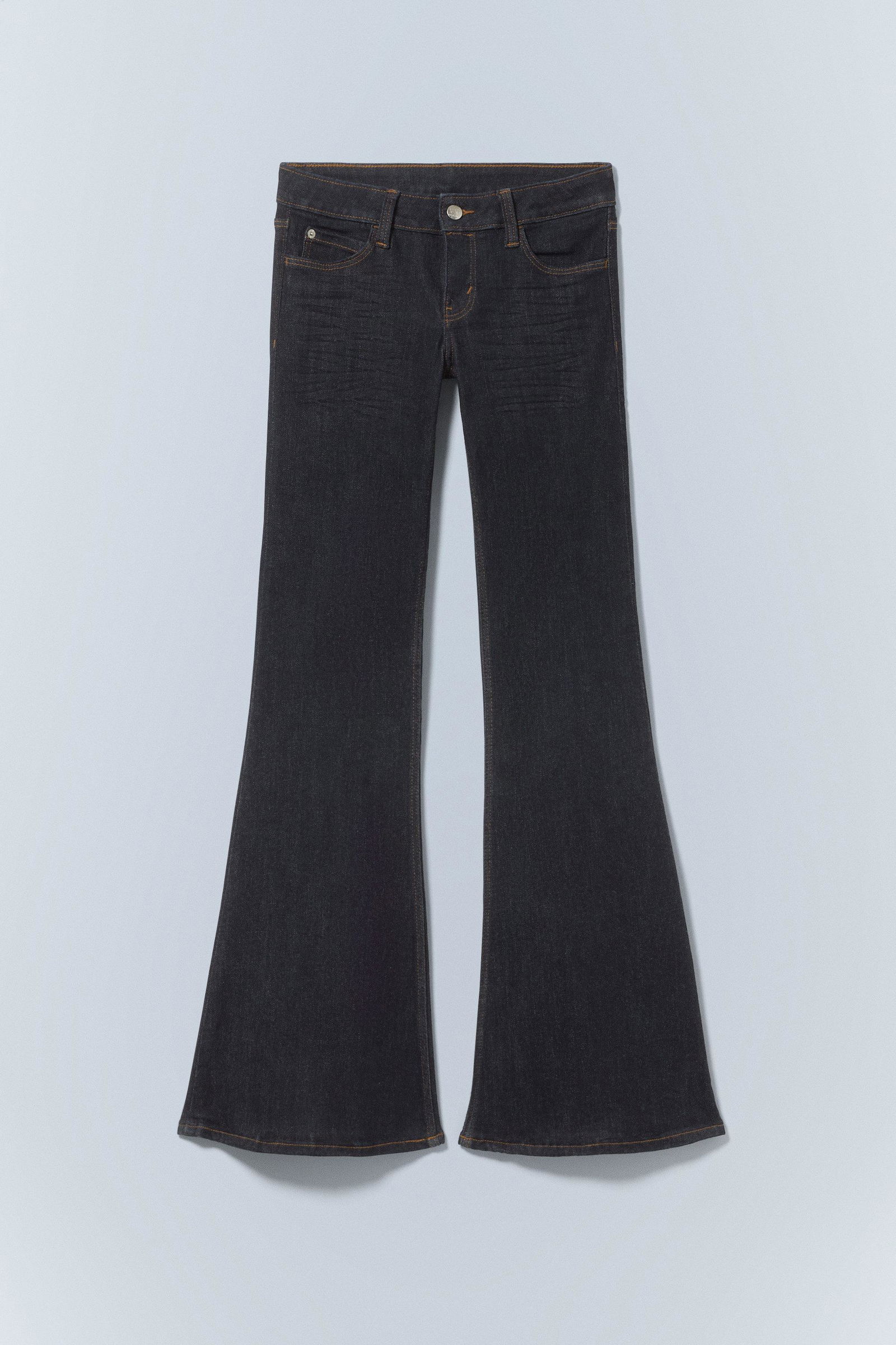WEEKDAY Flare Low Waist Flared Skinny Jeans in Extra Blue Rinse | endource
