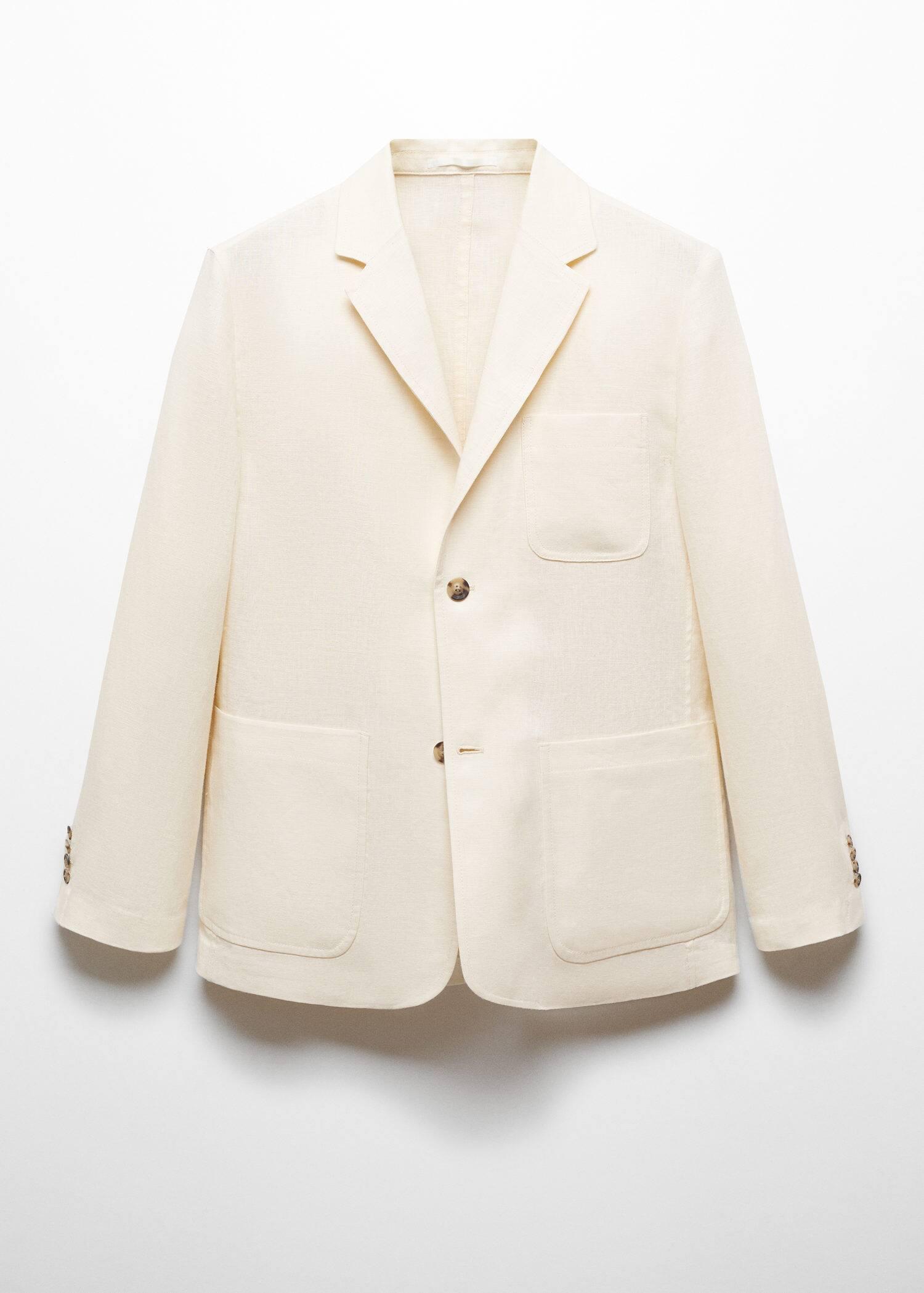 MANGO Linen Jacket With Pockets in Ecru | Endource