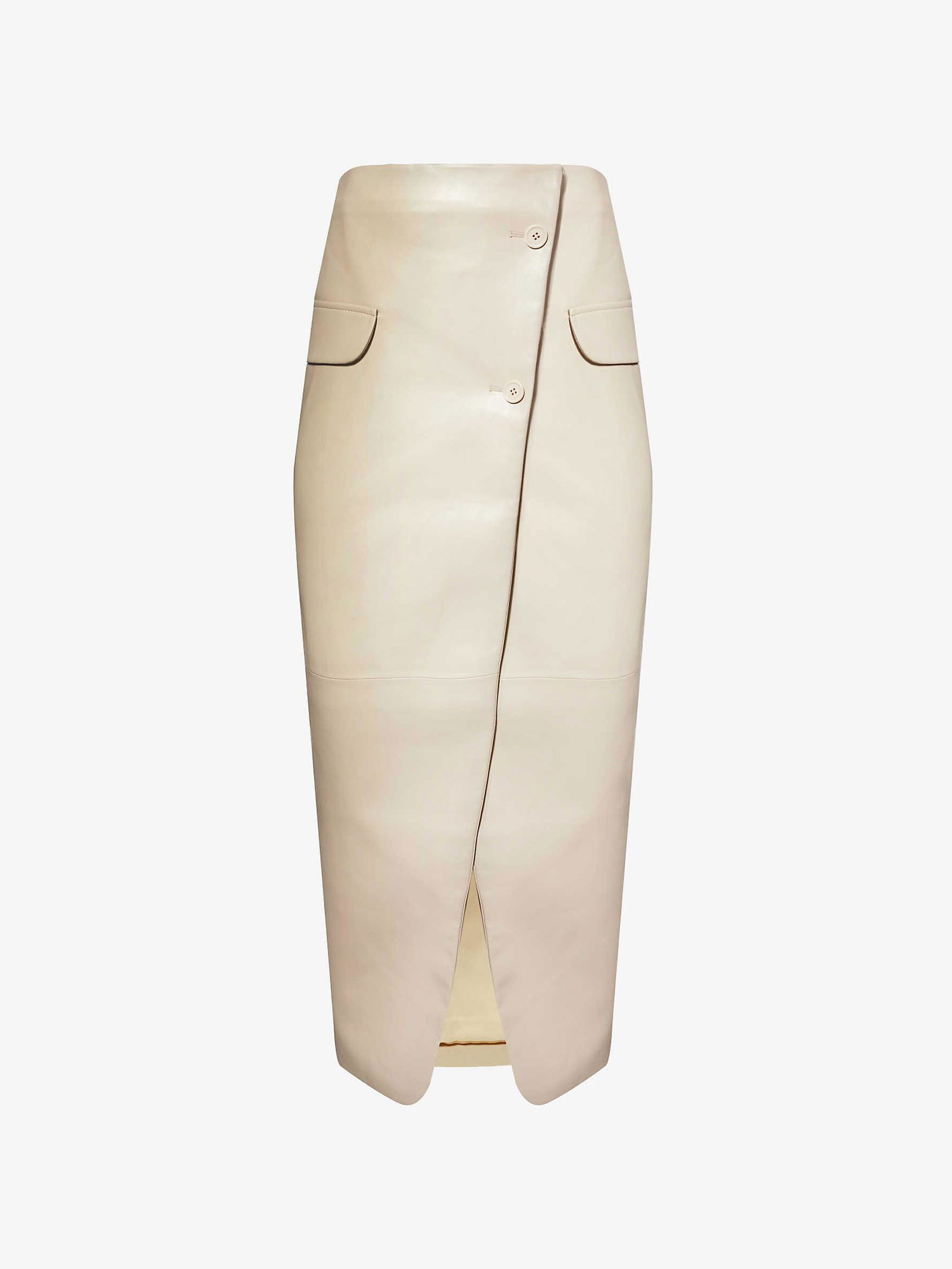 THE FRANKIE SHOP Nan Crossover Faux-Leather Maxi Skirt in MASTIC | Endource