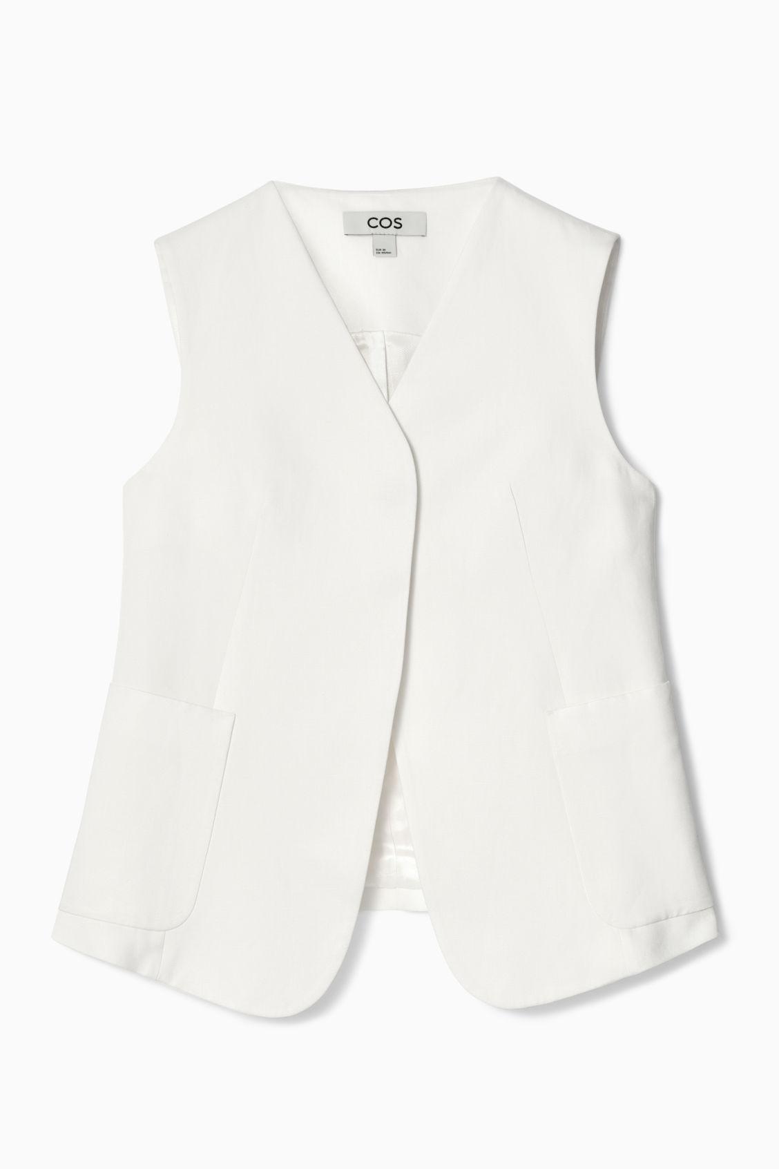 COS Wrap-Front Linen-Blend Waistcoat in IVORY | endource