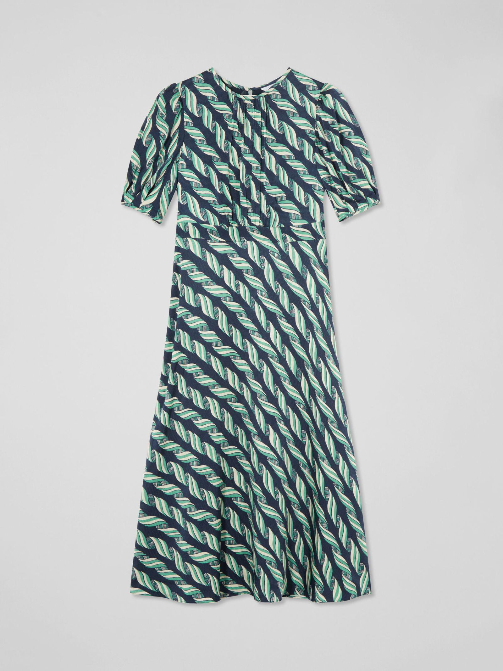 L.K. BENNETT Jem Ribbon Print Dress in Navy/Multi | endource