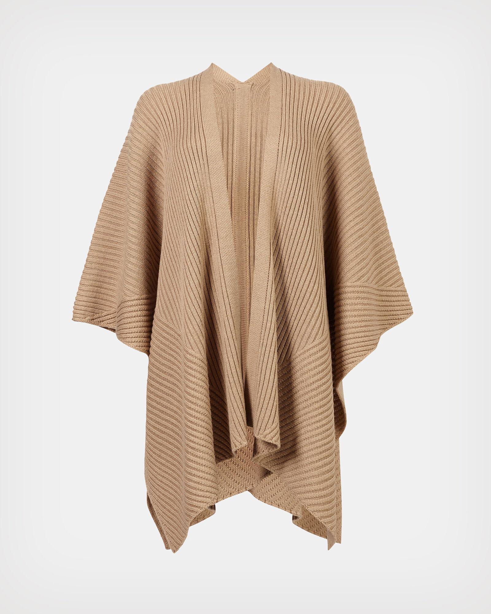 ALLSAINTS Robyn Rib Ruana Scarf in Cortina Beige | endource