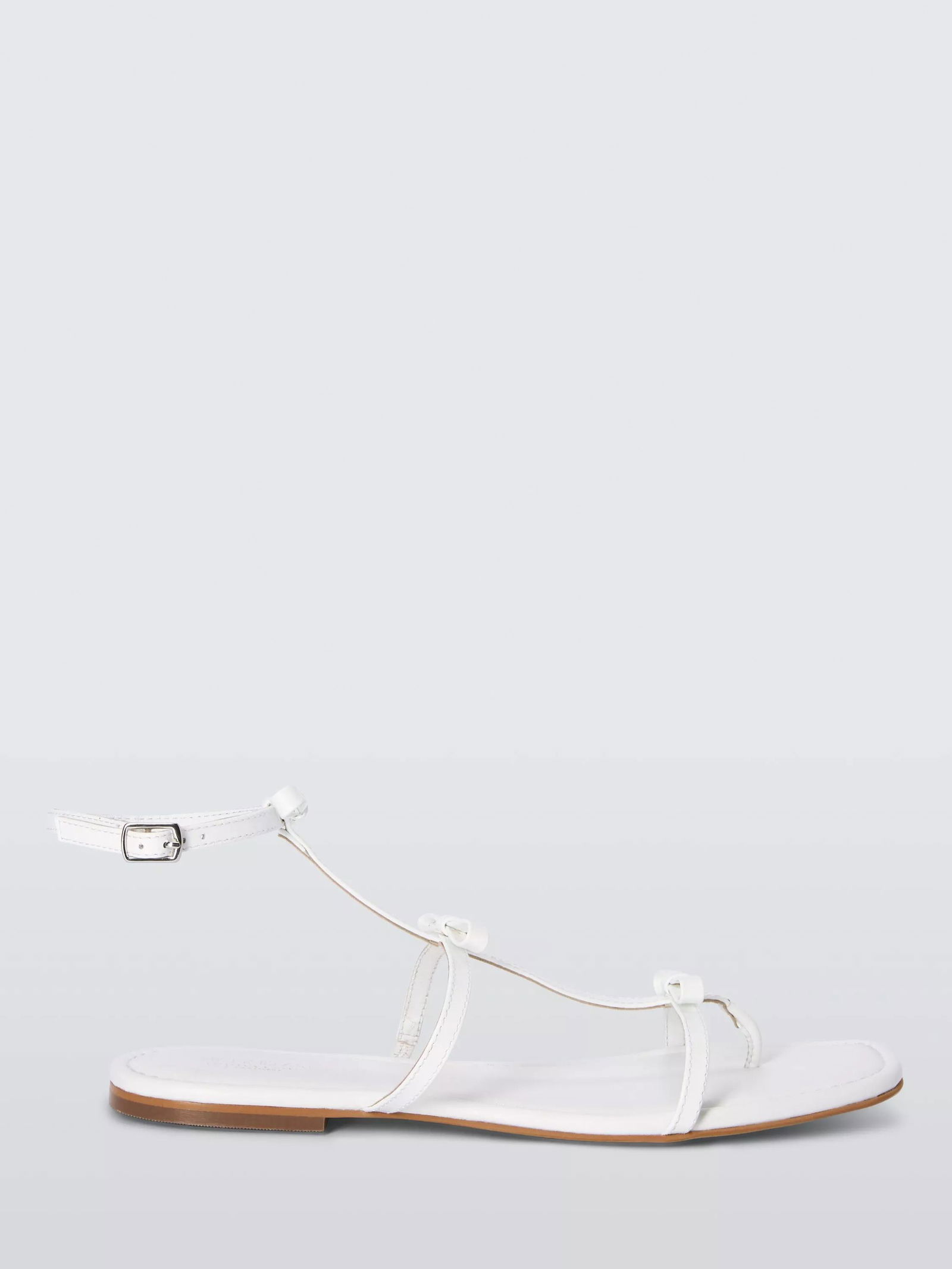 JOHN LEWIS ANYDAY Lourdes Leather Triple Bow Strap Flat Sandals | endource