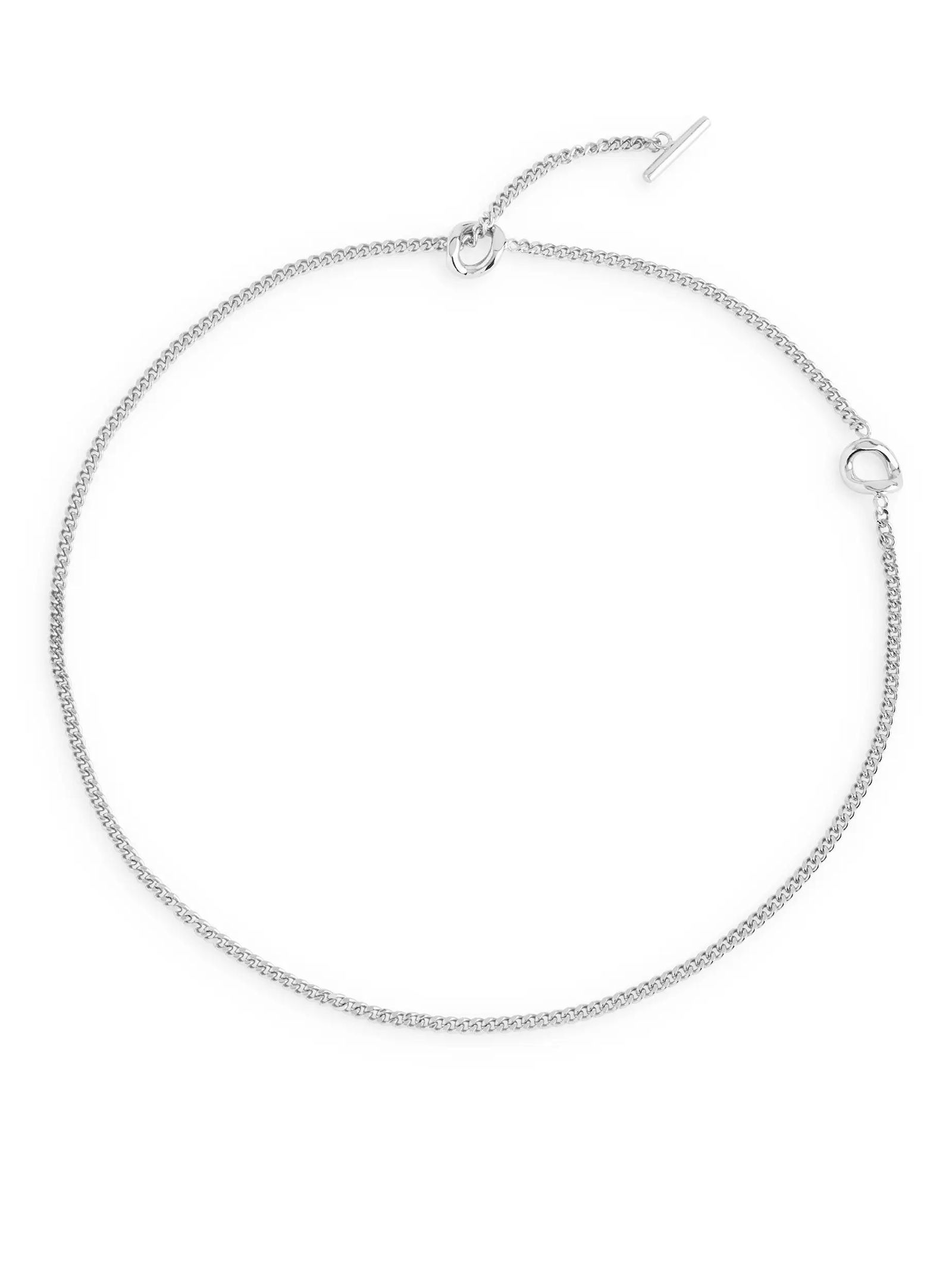 ARKET Silver-Plated T-Bar Necklace in Silver | endource