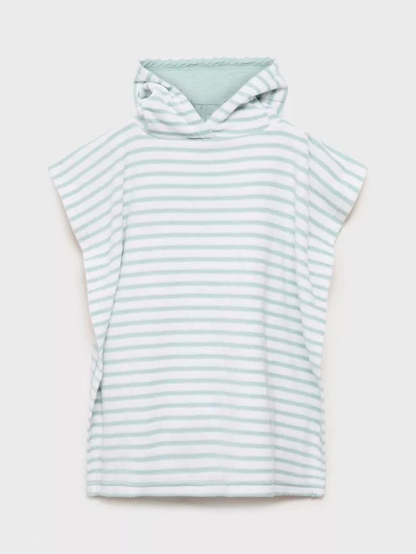 MANGO Towelling Hooded Striped Poncho in Green | endource