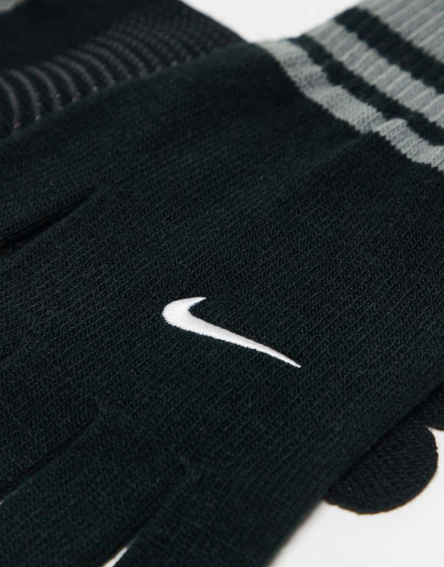 NIKE Knit Tech Touch Screen Gloves In Black And Grey | endource