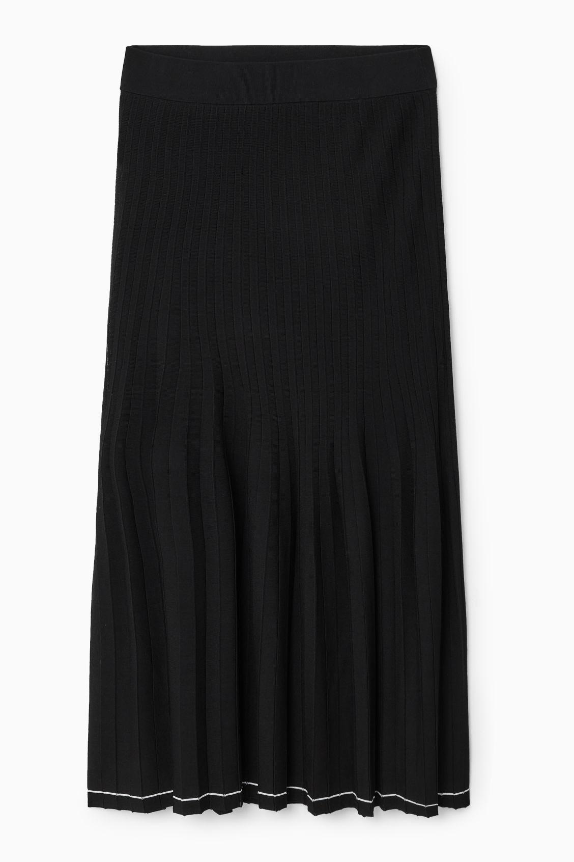 COS Pleated Knitted Midi Skirt in BLACK | endource