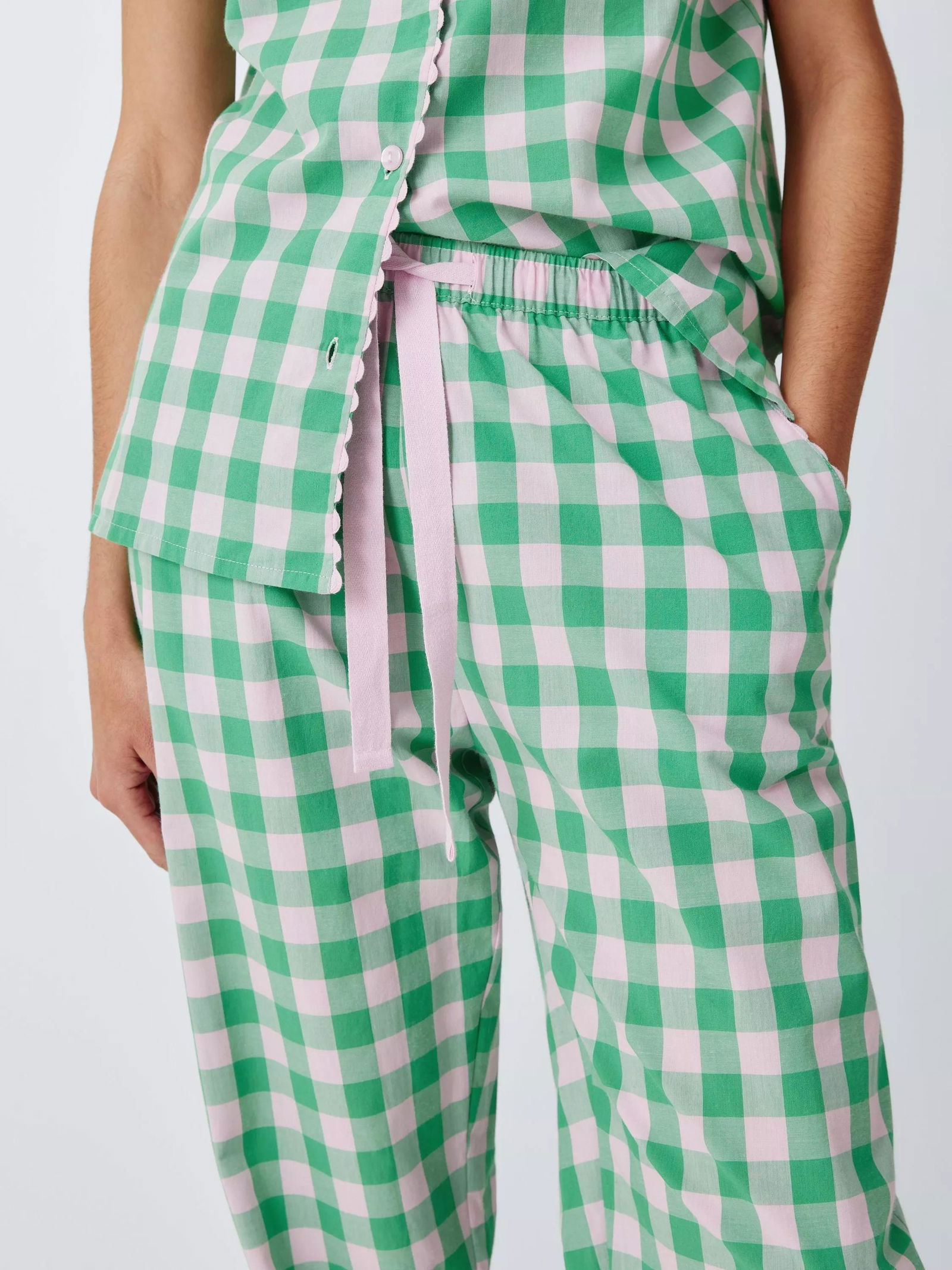 JOHN LEWIS Mix & Match Ric Rac Gingham Pure Cotton Pyjama Bottoms, Pink ...
