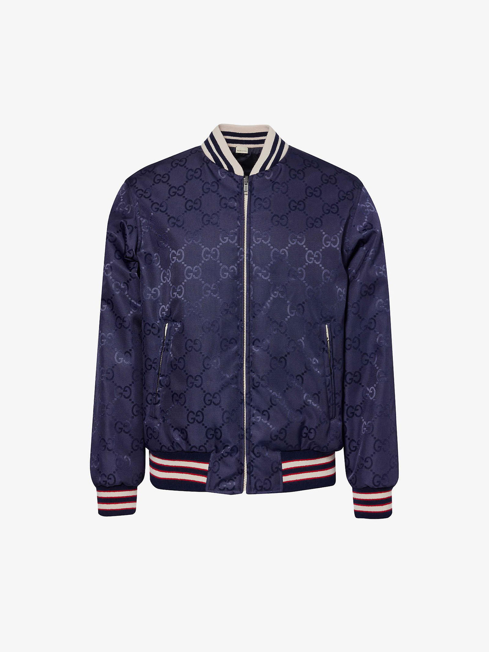 GUCCI Pattern Reversible Woven Varsity Jacket in Tide/mix | endource