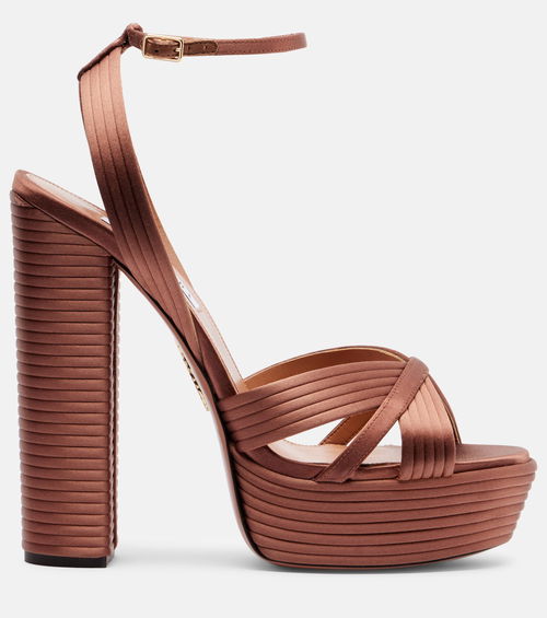 AQUAZZURA Sundance 140 Satin Platform Sandals | endource