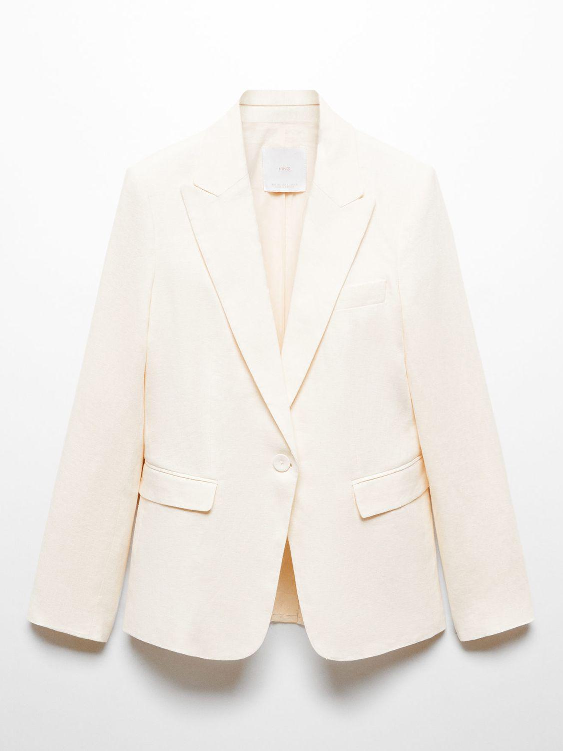 MANGO Boreli Linen Suit Jacket in Light Beige | endource