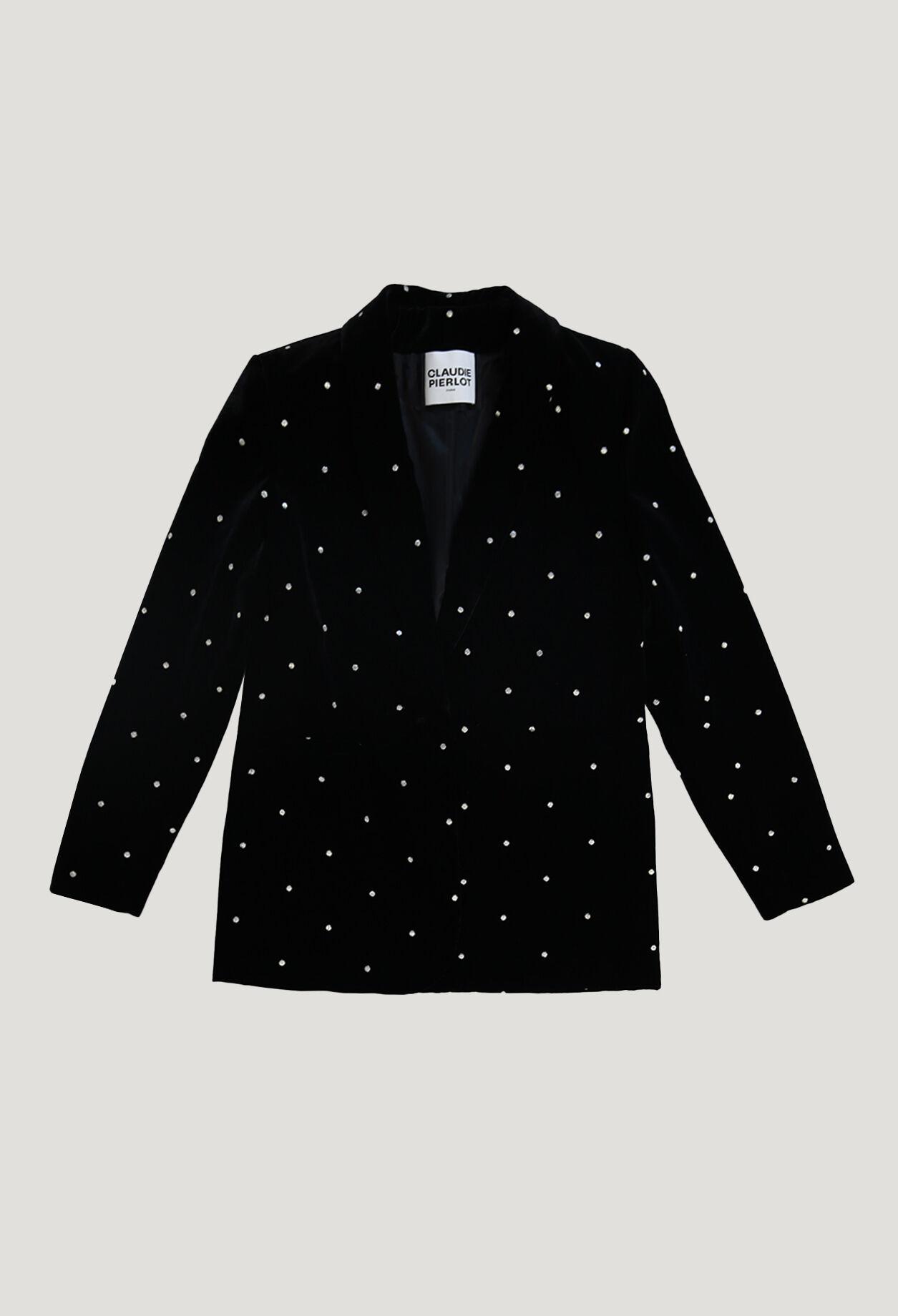 CLAUDIE PIERLOT Two-Tone Velour Suit Jacket in DUAL-COLOR | Endource