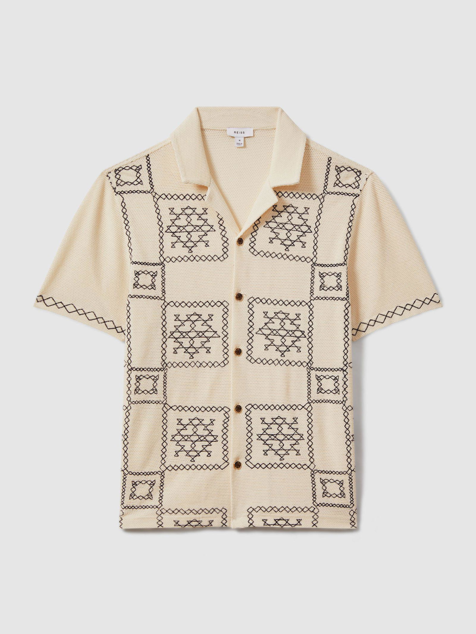 REISS Cosmos Textured Stitch Cuban Collar Shirt | endource
