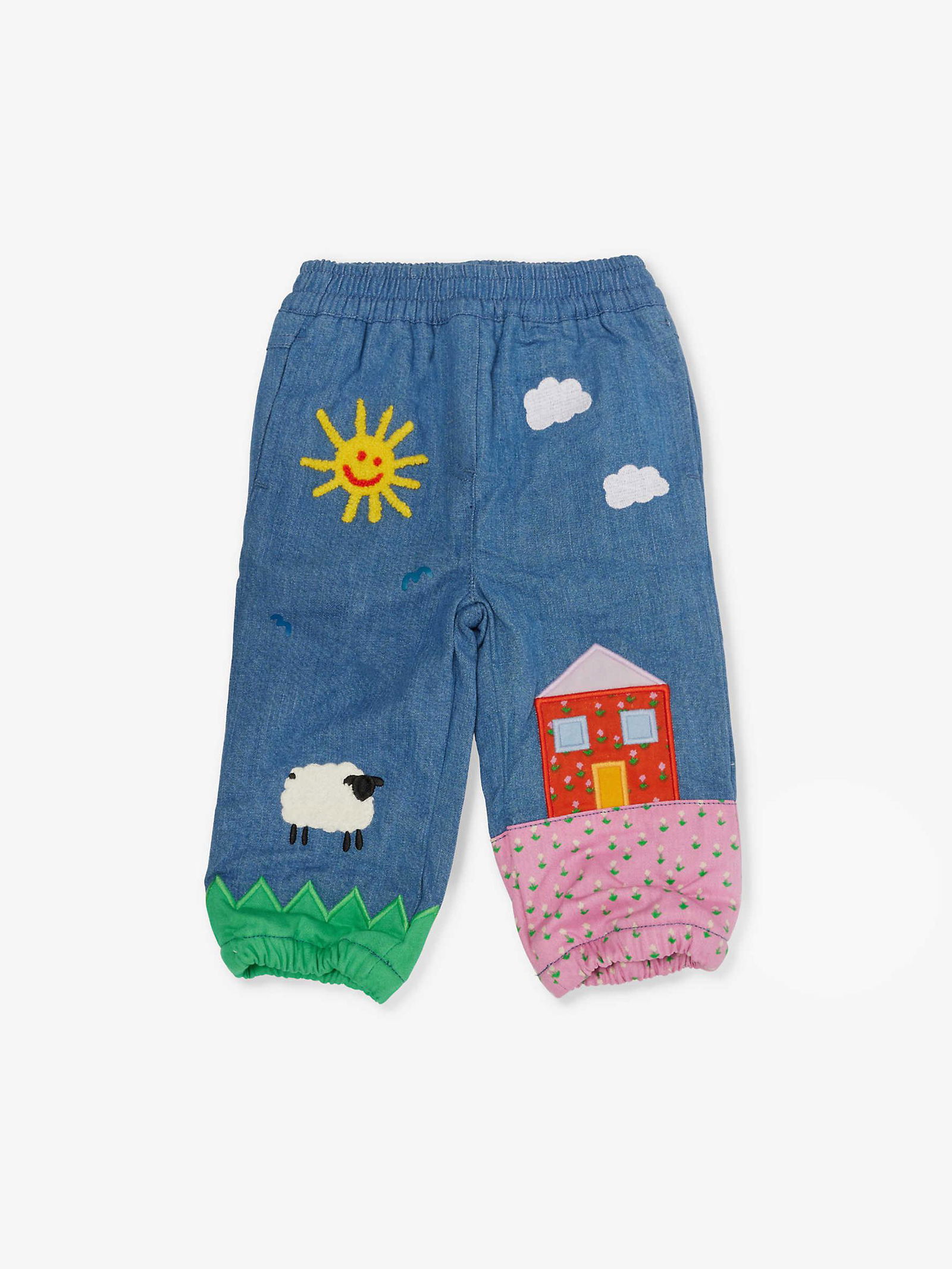 STELLA MCCARTNEY Scene Patches Cotton Trousers in LIGHT BLUE | endource