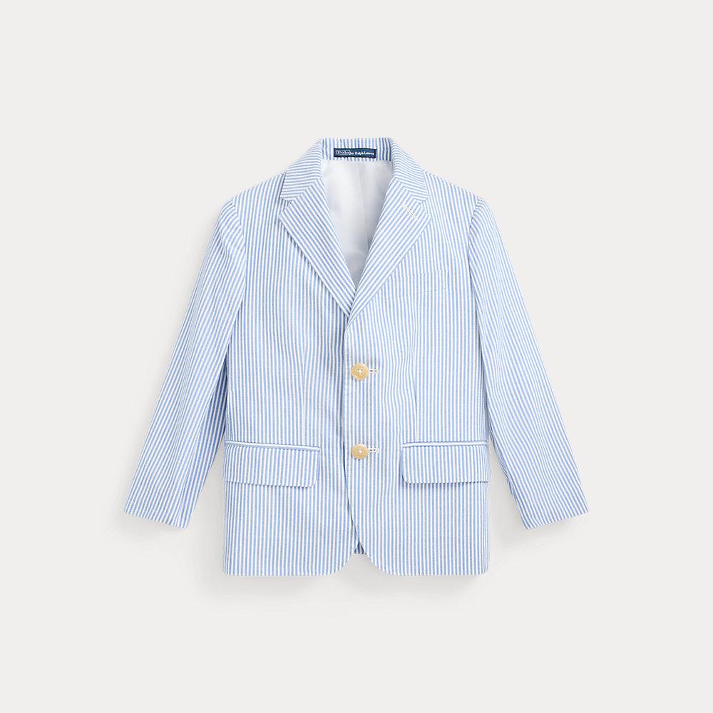 RALPH LAUREN Polo Seersucker Suit Jacket in Blue | endource