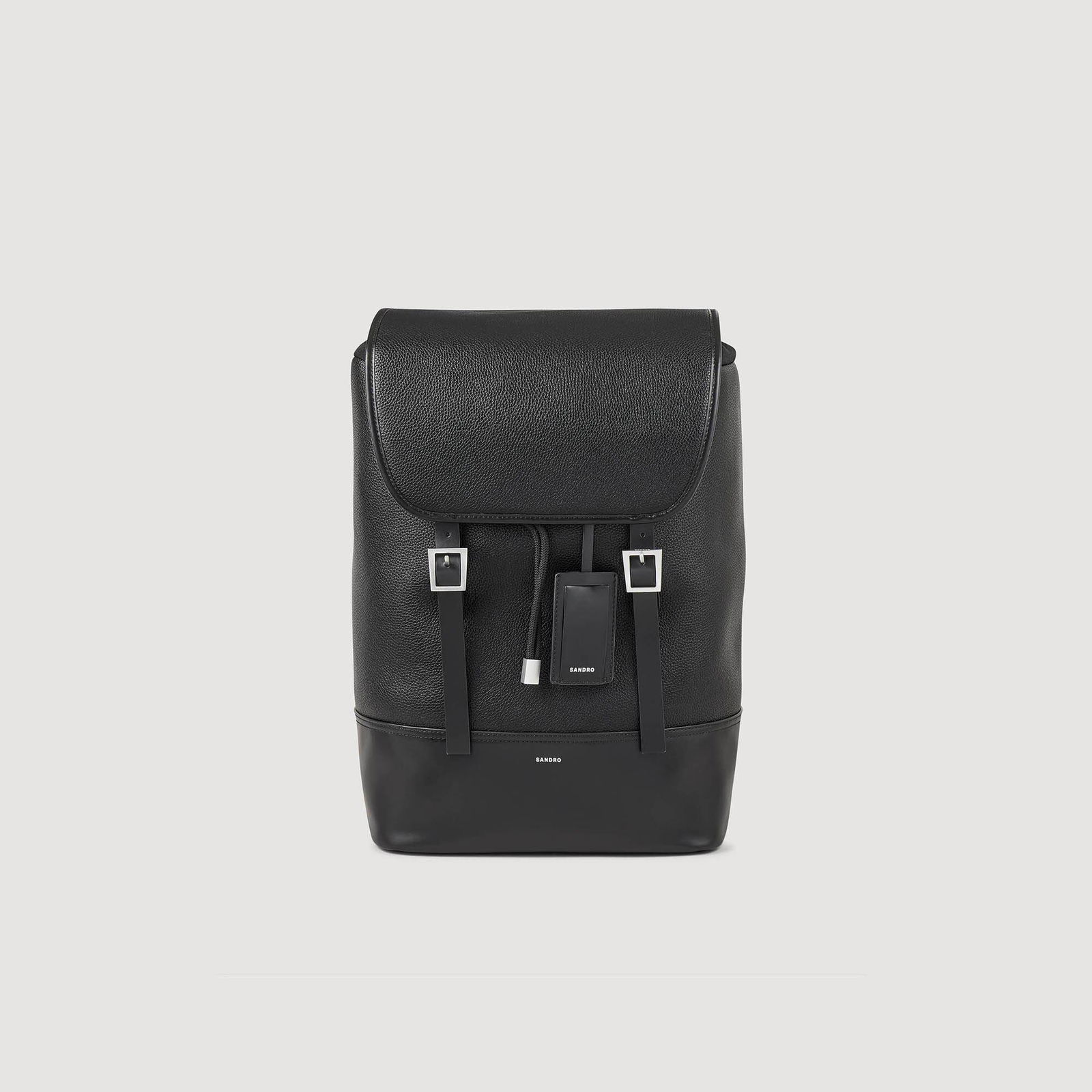 SANDRO Canvas And Leather Backpack in Black | Endource