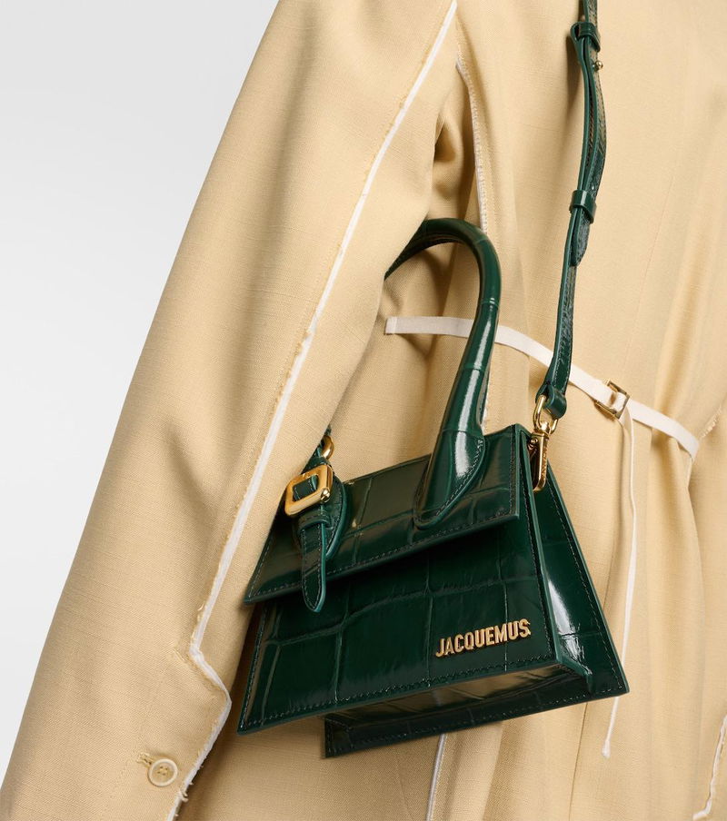 JACQUEMUS Le Chiquito Moyen Boucle Croc-Effect Tote Bag in Green | endource
