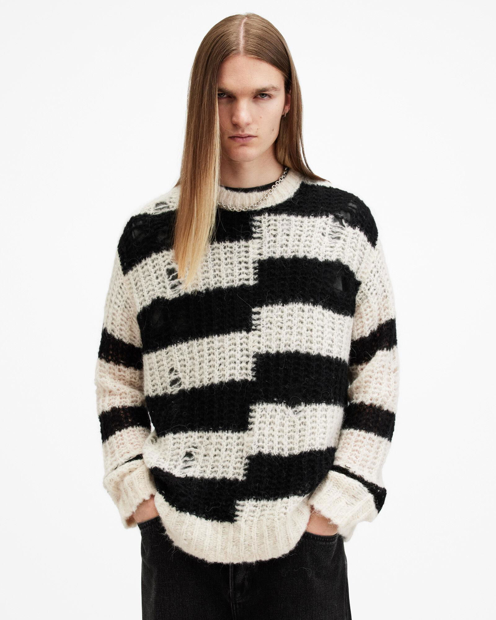 ALLSAINTS Pip Striped Oversized Jumper in Ecru White | endource
