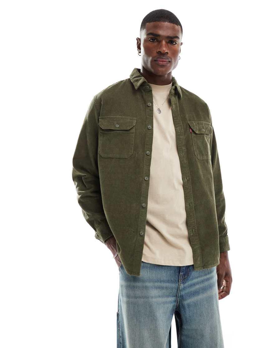 LEVI'S Jackson Worker Cord Overshirt Relaxed Fit in dark green | endource