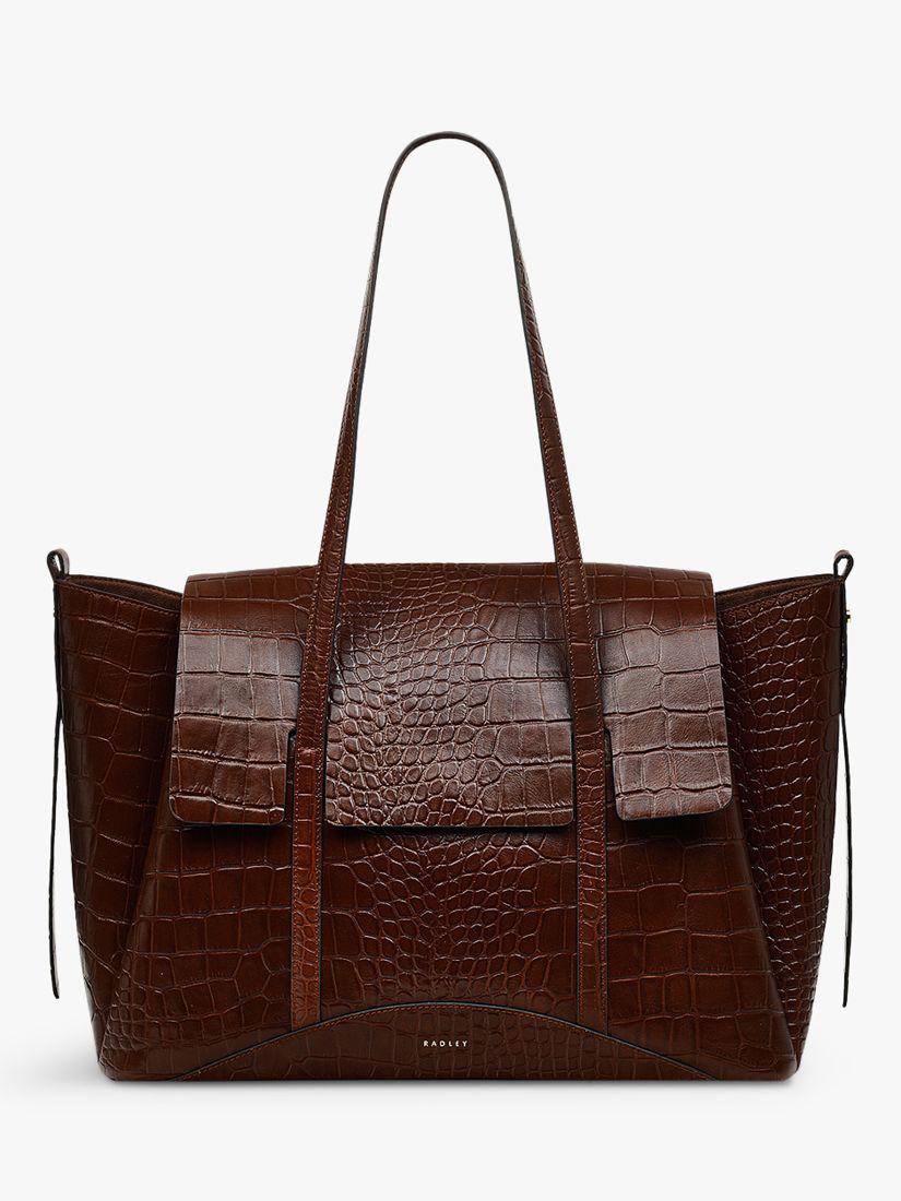 RADLEY The Chancery Leather Croc Effect Large Flapover Shoulder Bag in ...