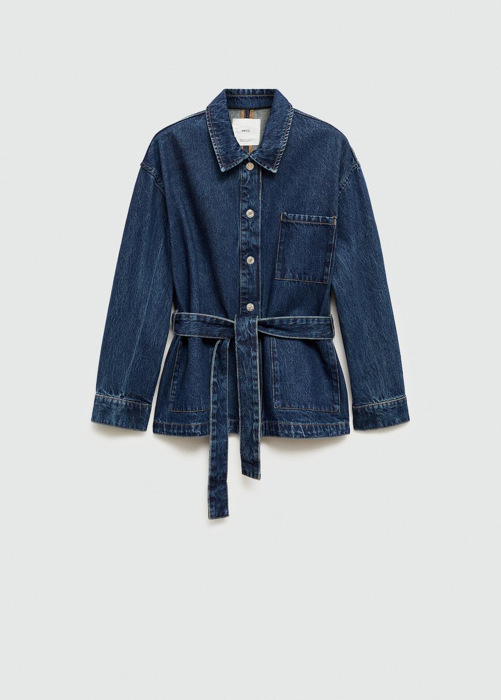 MANGO Denim Jacket With Bow in Dark Blue | endource