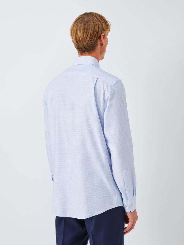 JOHN LEWIS Tailored Fit Check Cotton Shirt, White/Blue | endource