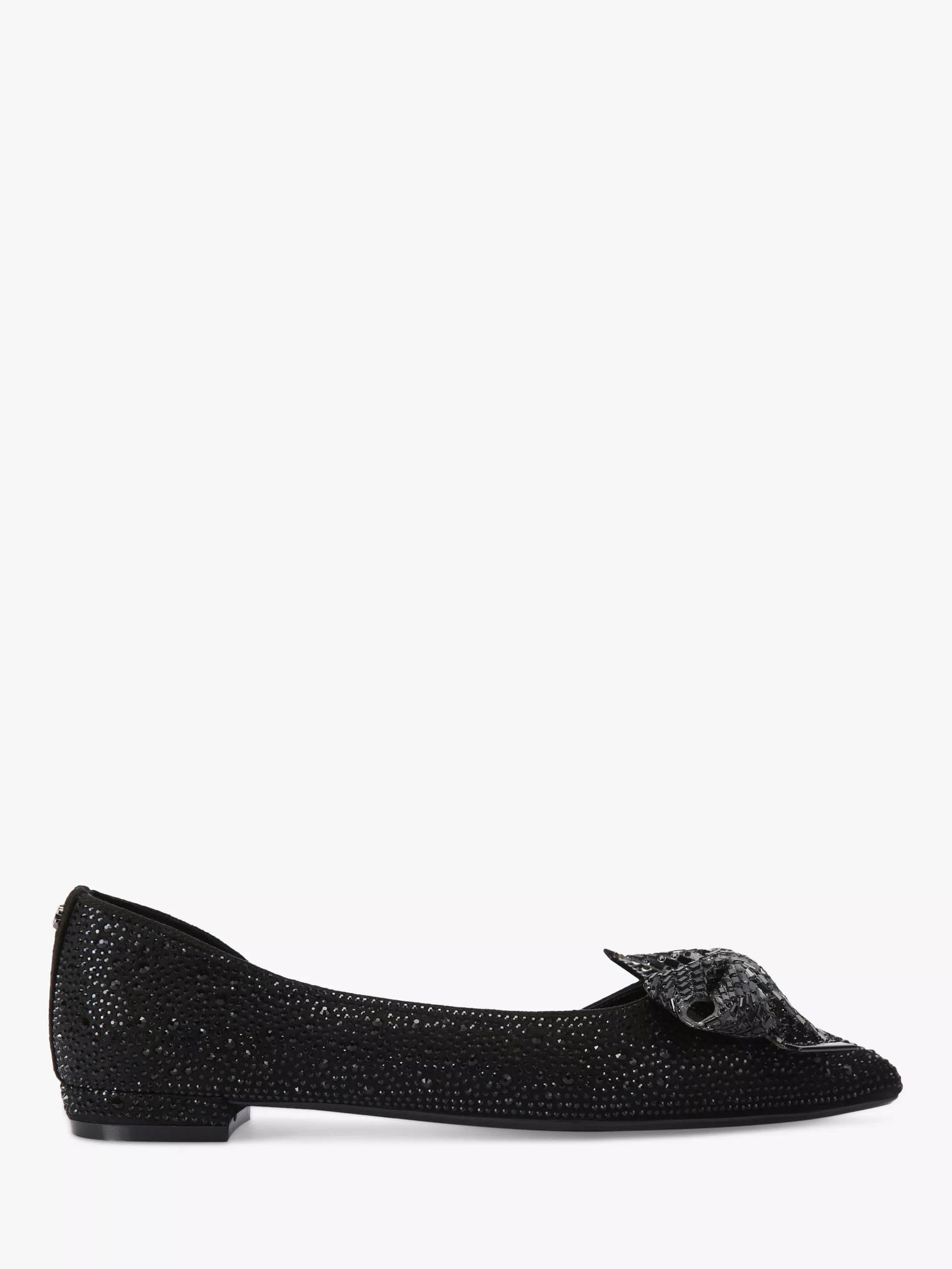 CARVELA Regal Bow Embellished Pointed Ballet Pumps in Black | endource