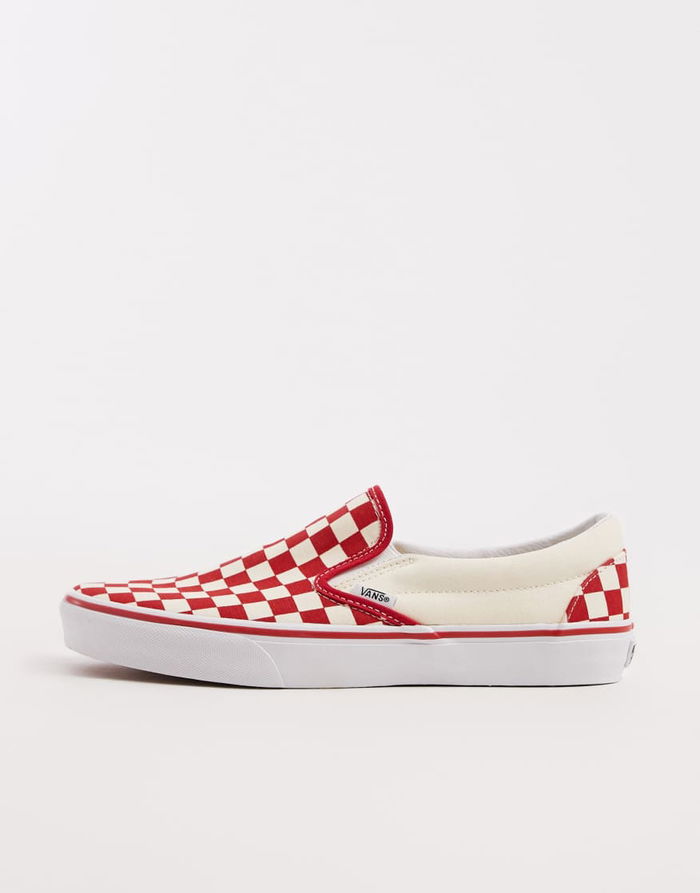 VANS Classic Slip-on Trainers In Racing Red/white Checkerboard | endource