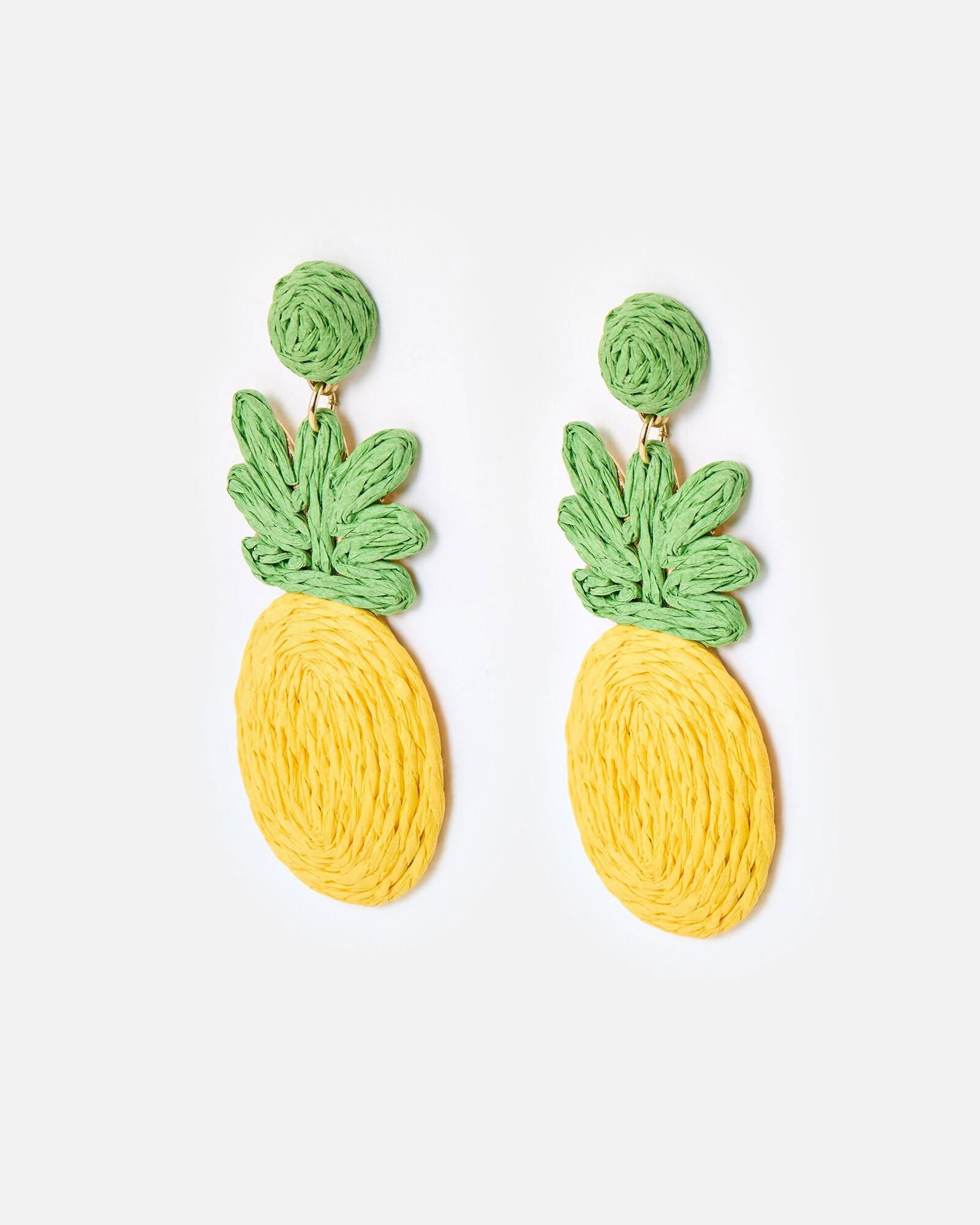 OLIVER BONAS Penny Pineapple Raffia Statement Earrings | endource