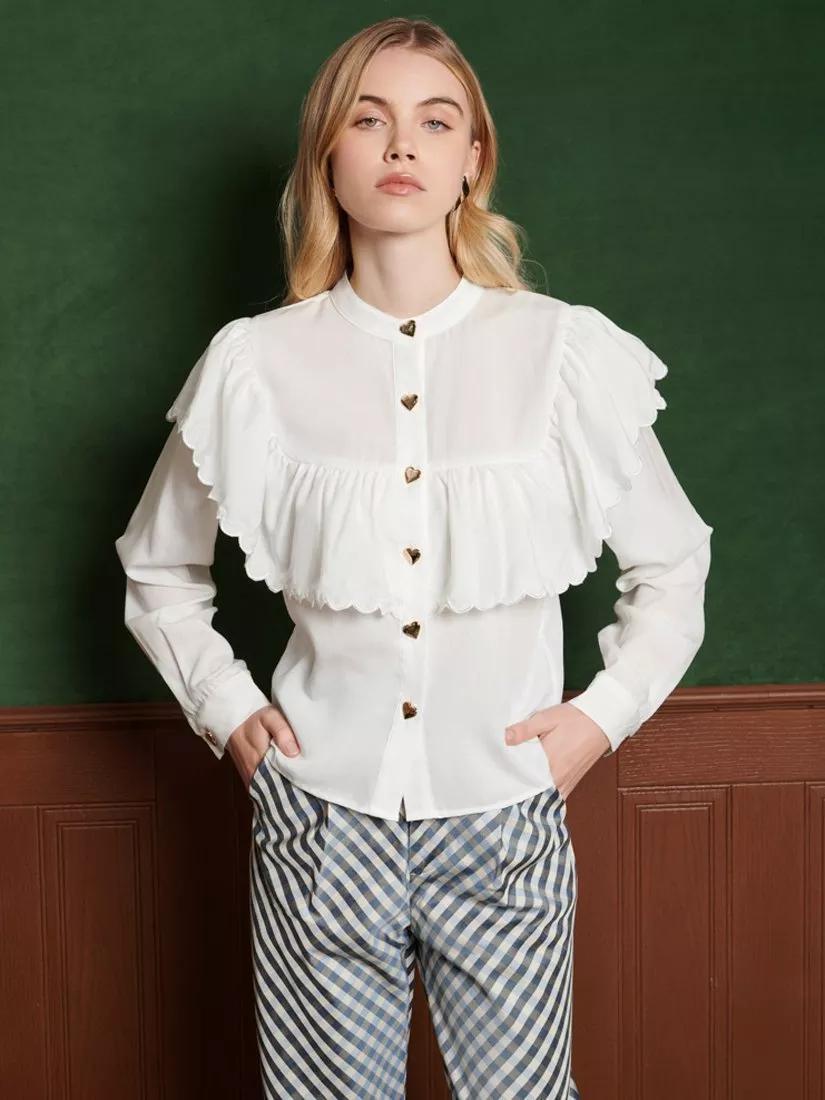 SISTER JANE Hazel Scallop Blouse in White | endource