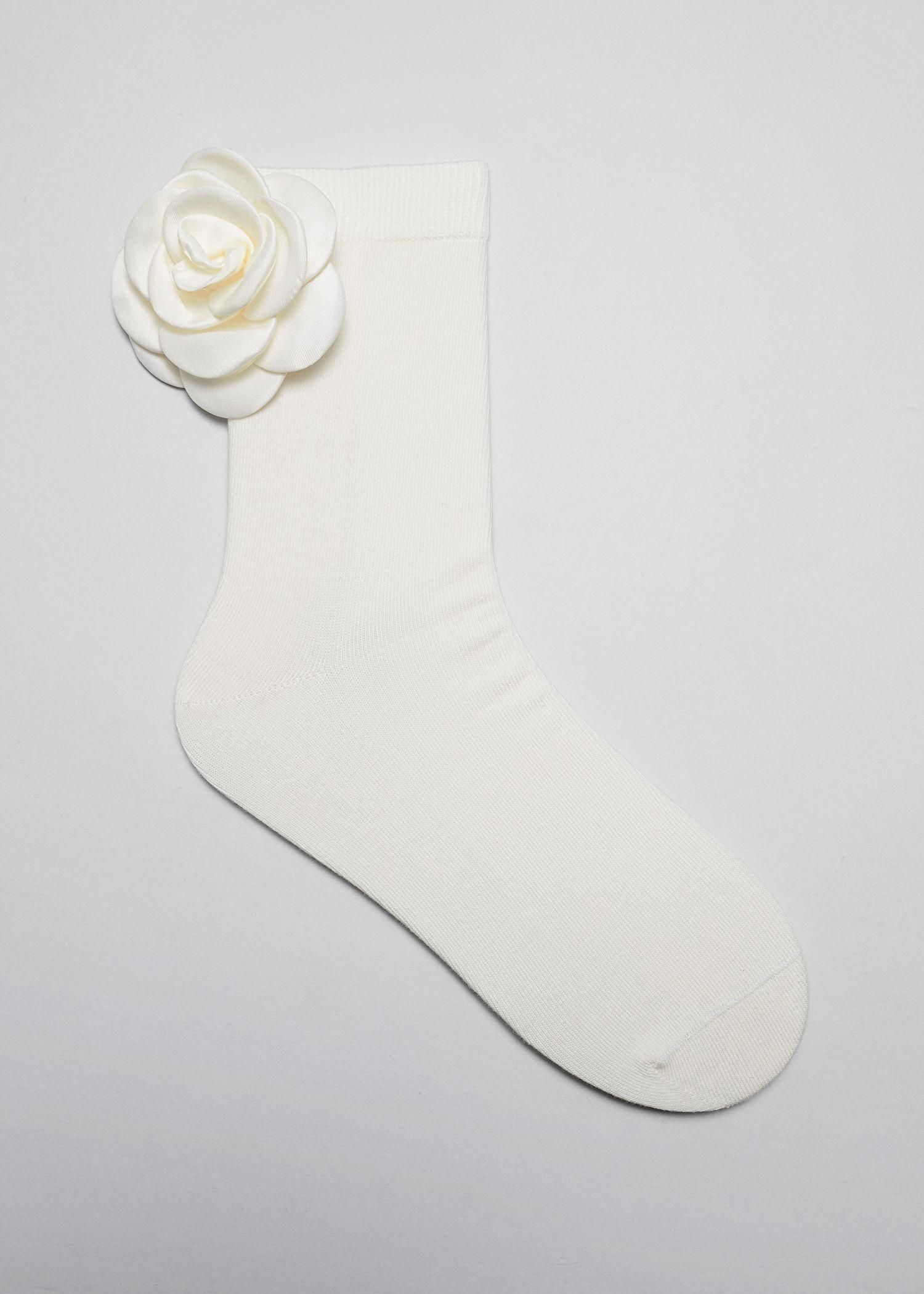 & OTHER STORIES Rose Appliqué Socks in White | Endource