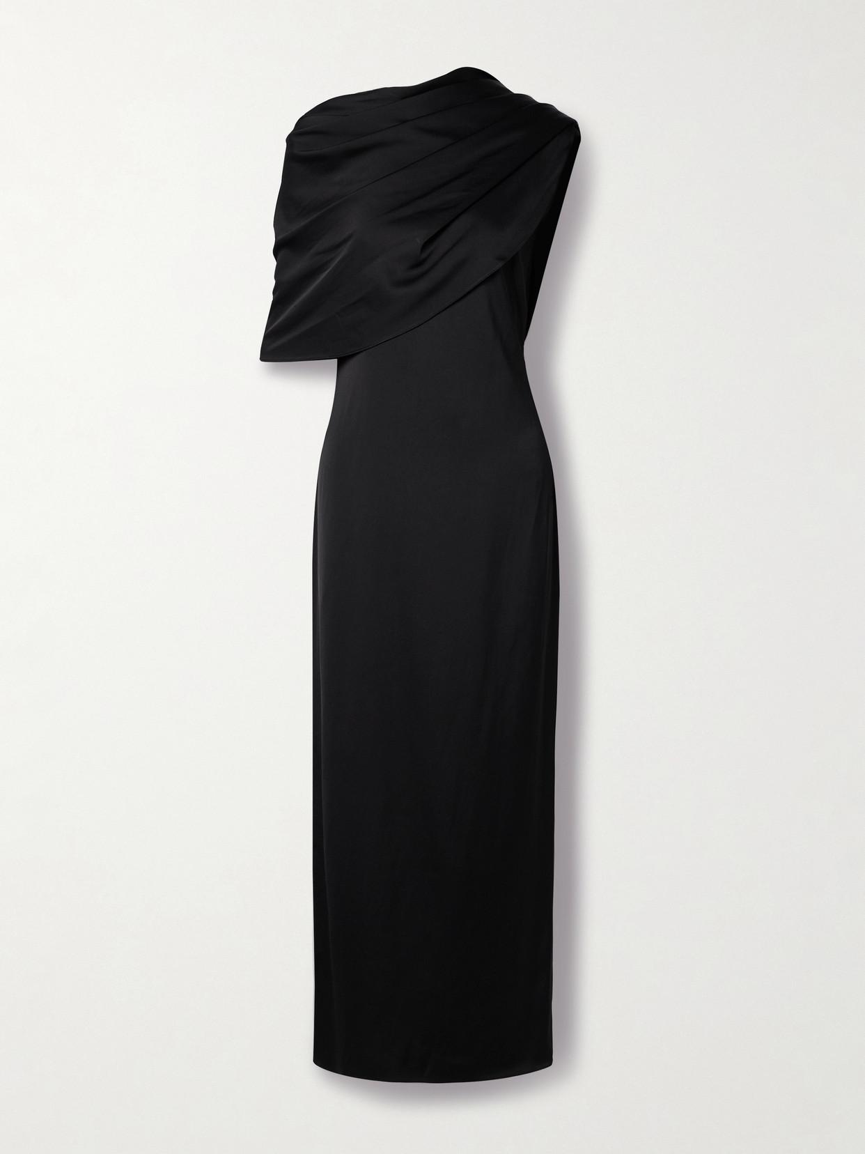 ANOTHER TOMORROW Draped Wool-Blend Satin Maxi Dress | endource