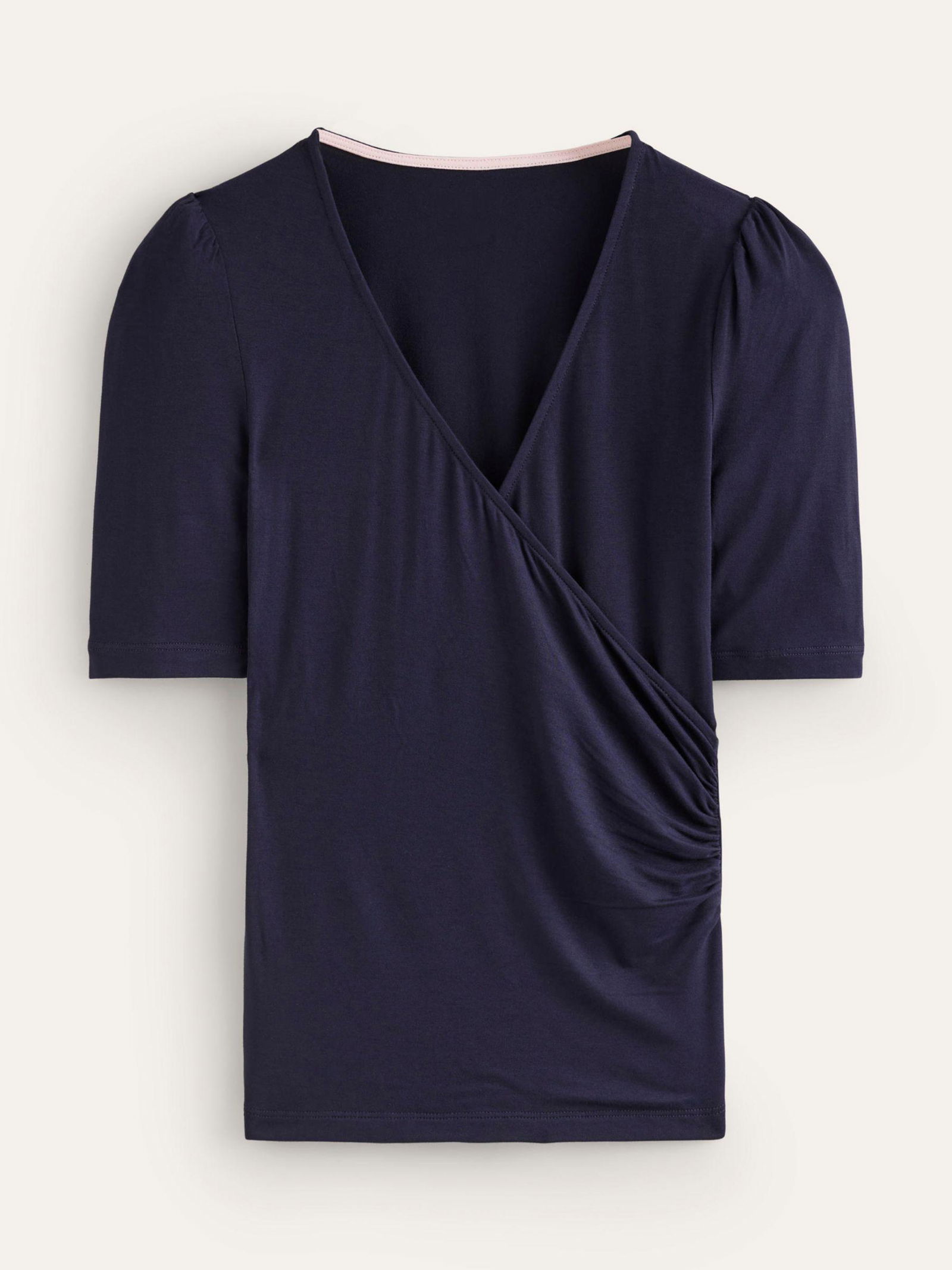 BODEN Wrap Front Top in Navy | endource