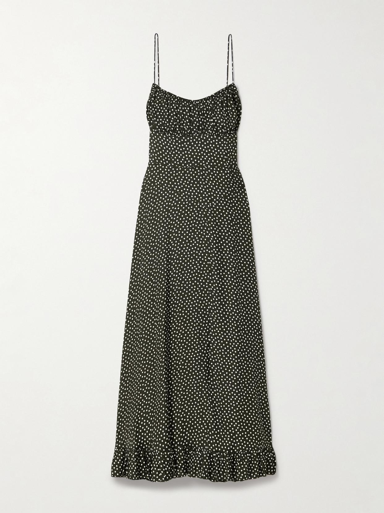 DÔEN Rosaria Polka-Dot Silk-Blend Midi Dress | endource
