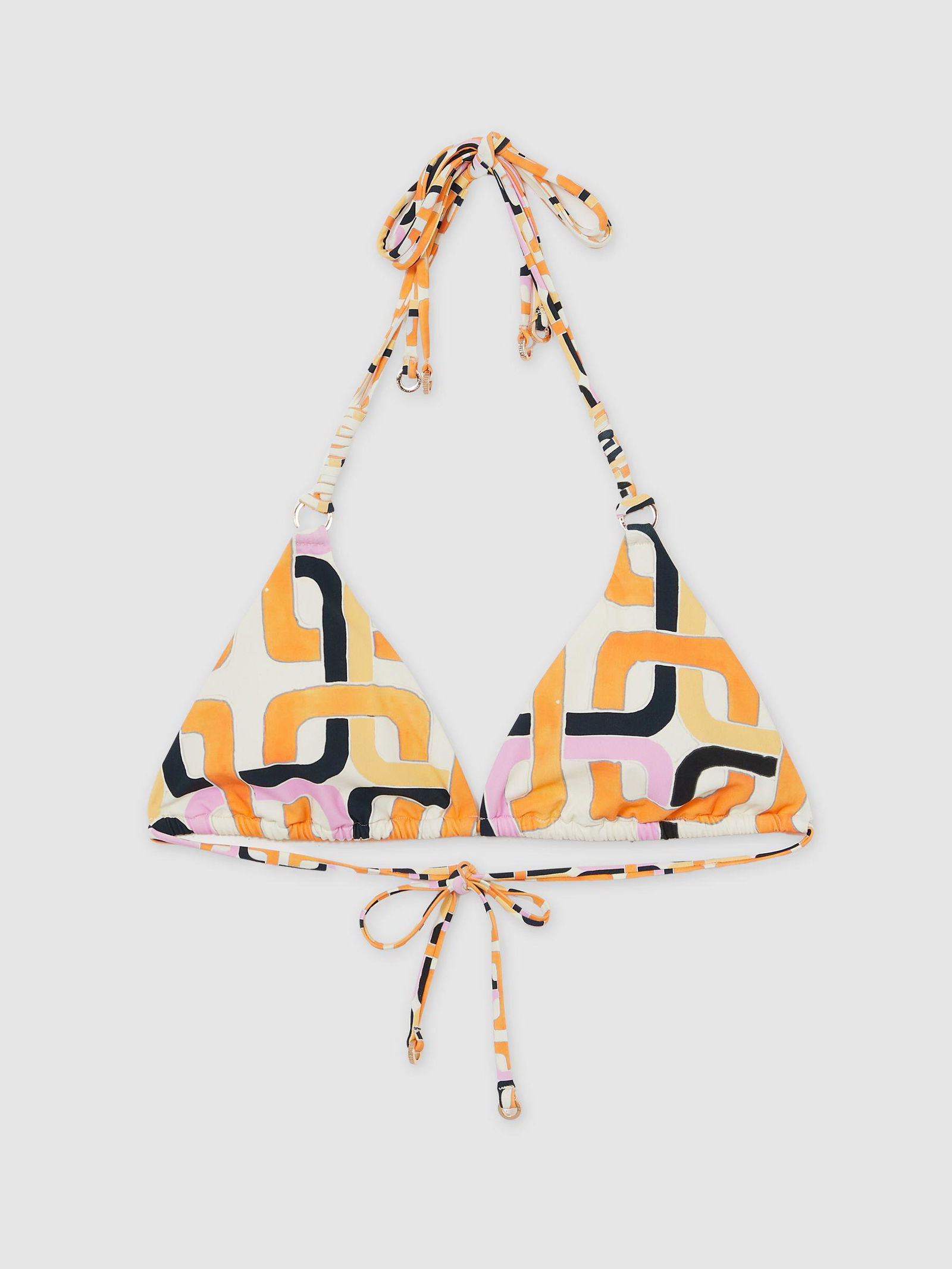 REISS Wynee Chain-Print Triangle Bikini Top in Orange in Orange | endource