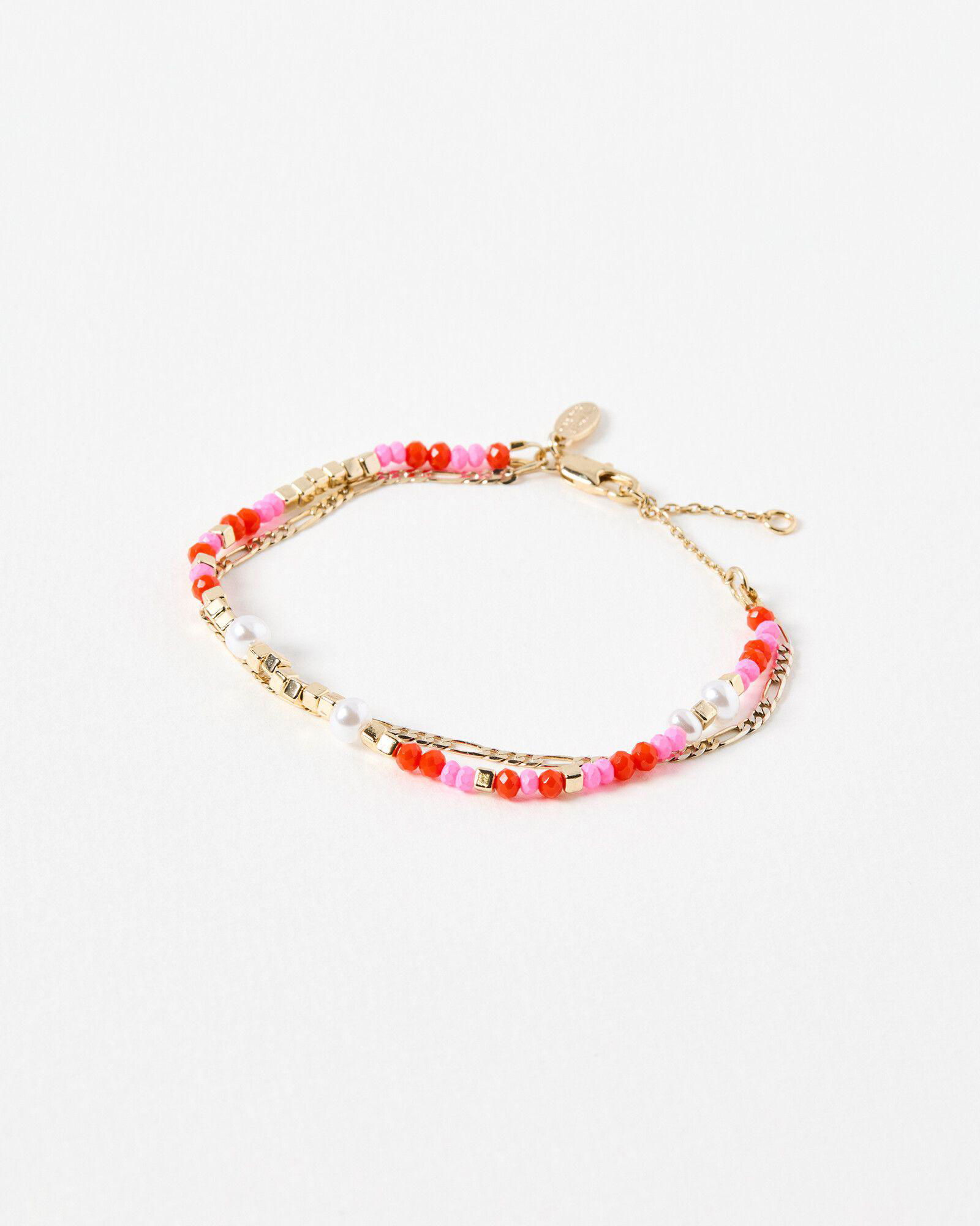 OLIVER BONAS Malie Beaded Double Row Layered Bracelet in Pink | Endource