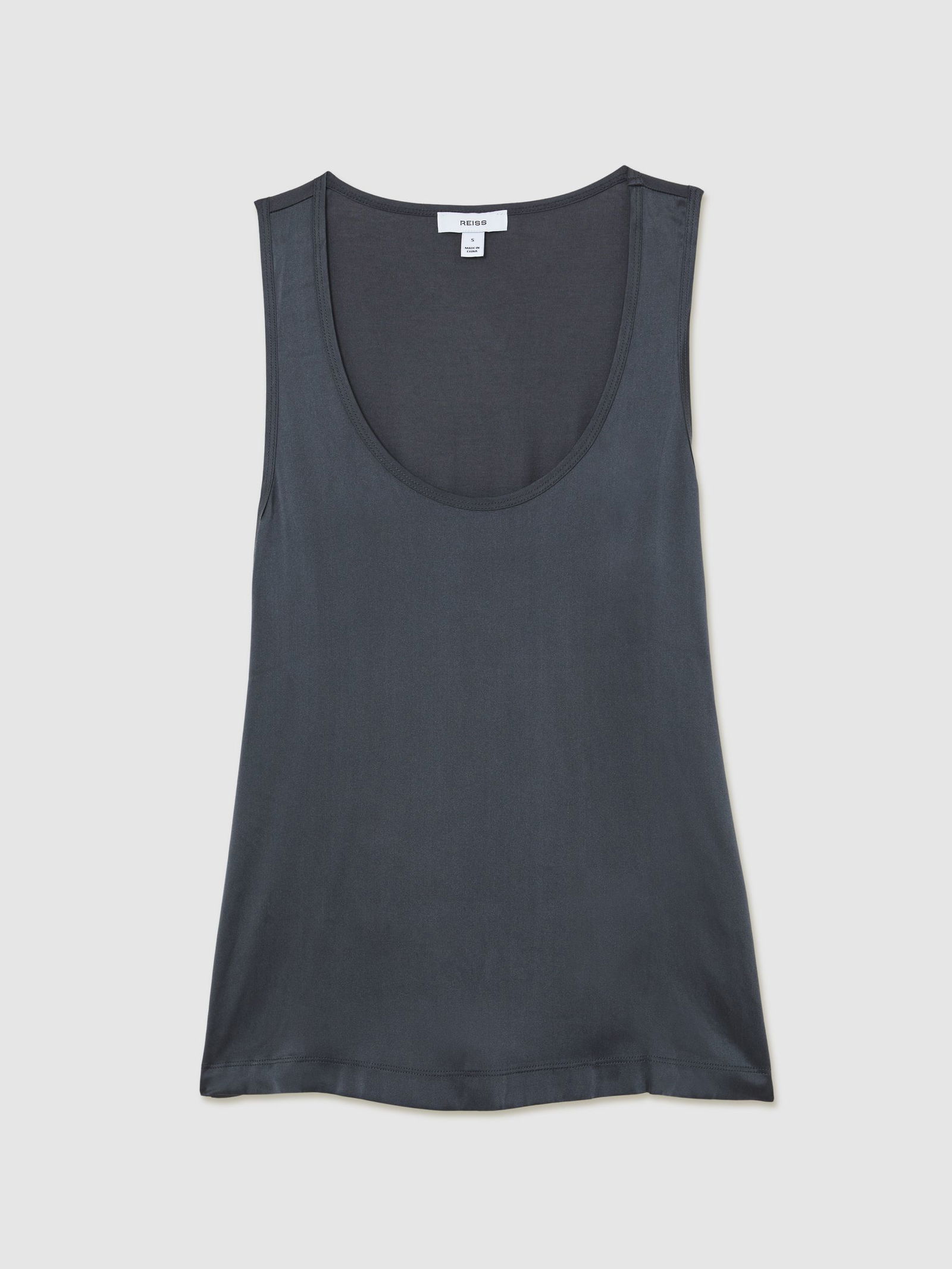 REISS Silk-Front Cami Top In Navy | endource