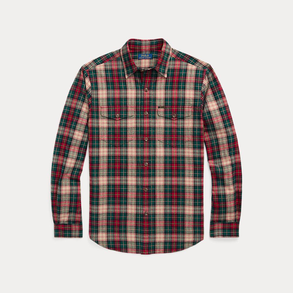 POLO RALPH LAUREN Classic Fit Plaid Brushed Oxford Shirt in Red | endource