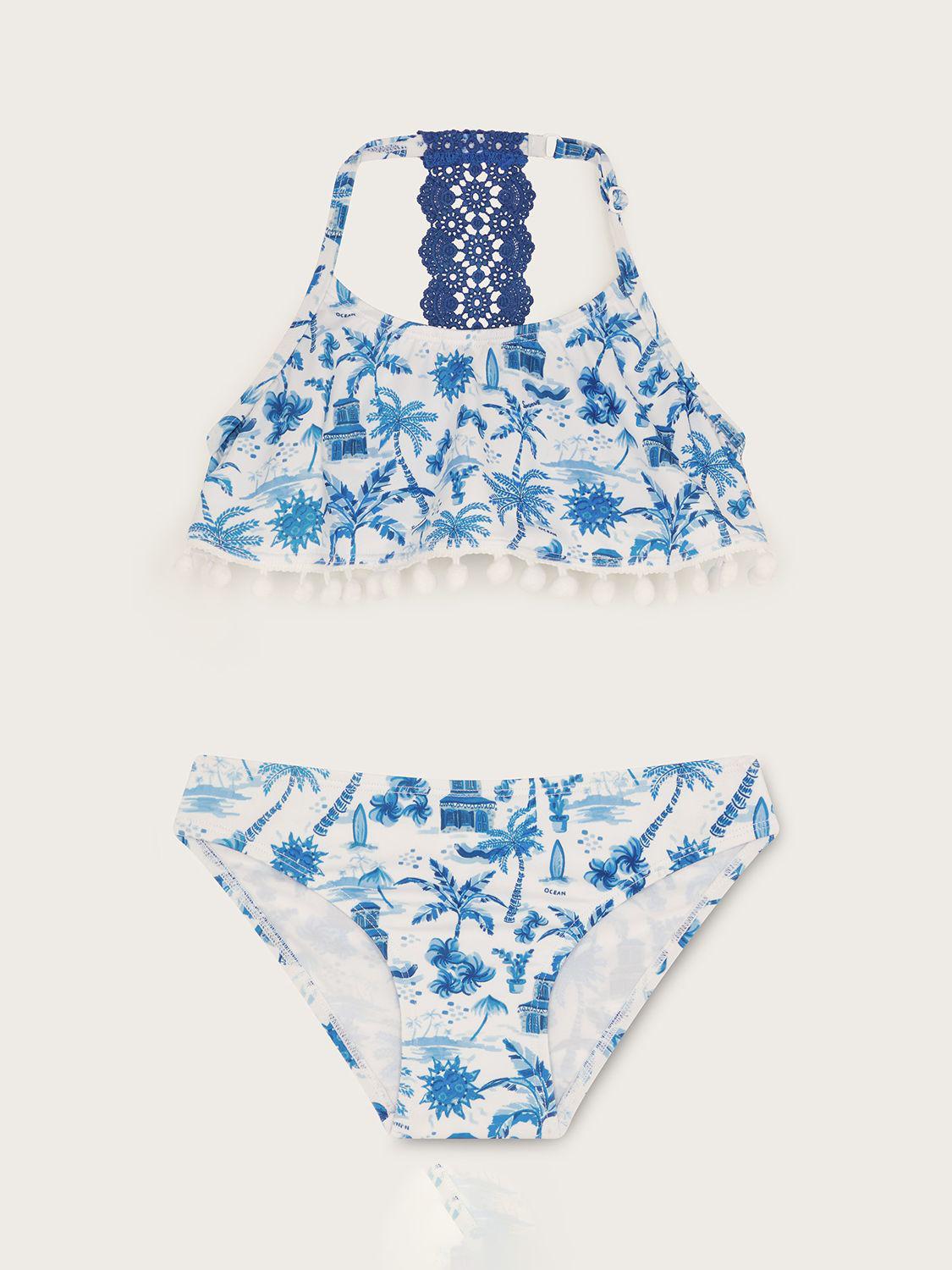 Monsoon Resort Print Bikini in Blue/White | Endource