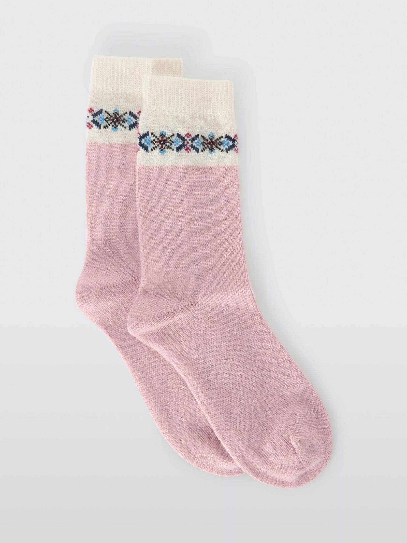 JOHN LEWIS Fair Isle Wool Cashmere Blend Ankle Socks in Pink | endource