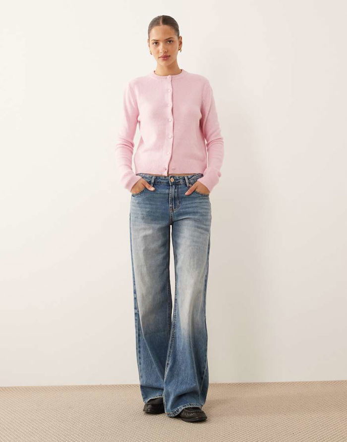 MANGO Compact Knit Cardigan In Light Pink | endource