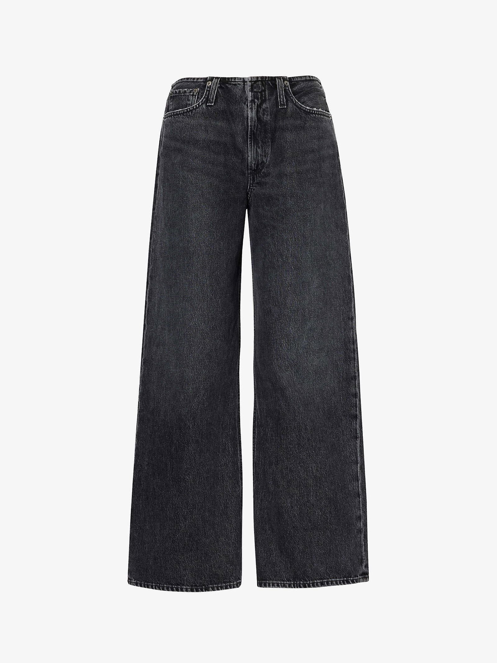 AGOLDE Lex Mid-Rise Wide-Leg Denim Jeans in Paradox (washed Blk) | endource