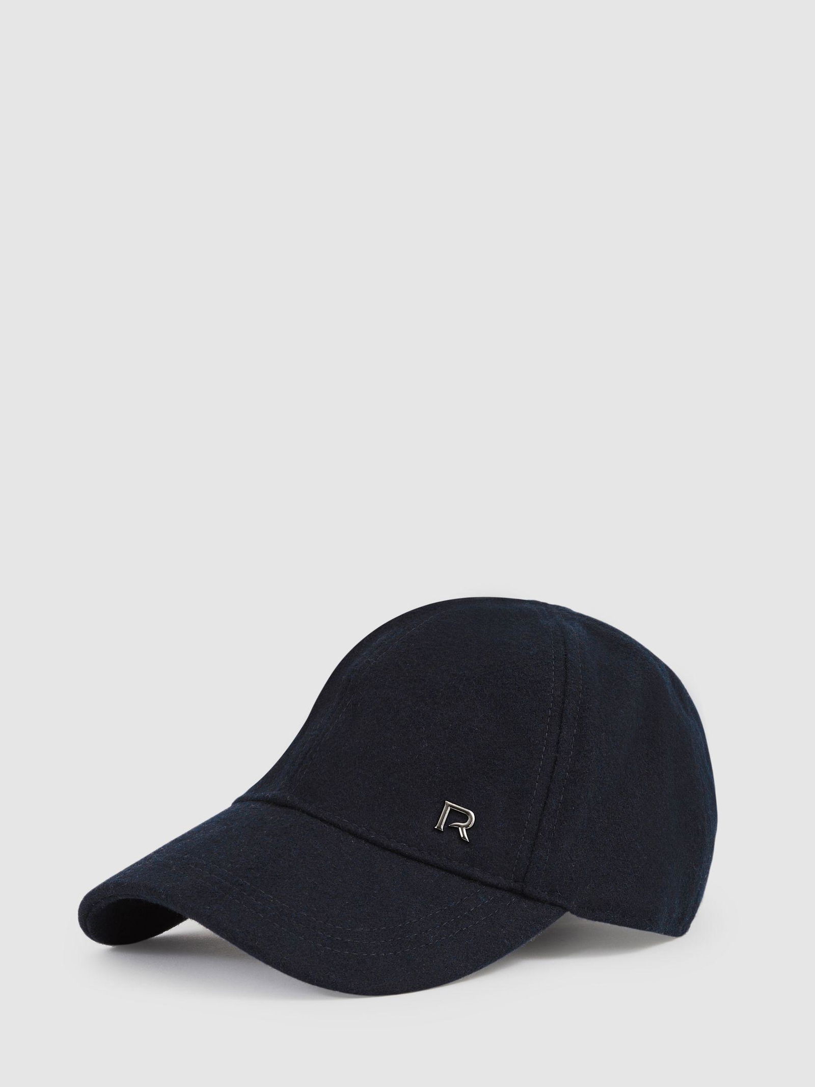 REISS Wool-Blend Brushed Felt Cap in Navy/Black Oxy | endource