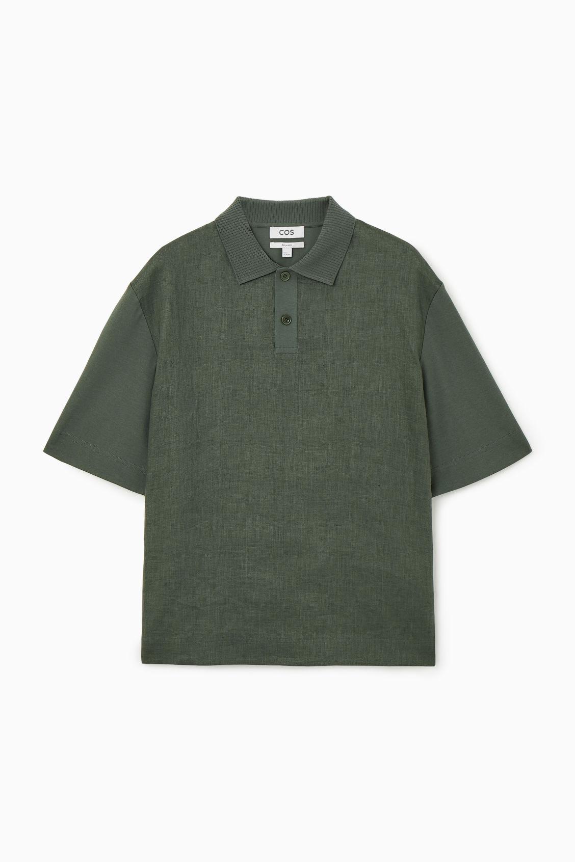COS Contrast-Panel Polo Shirt in GREEN | Endource