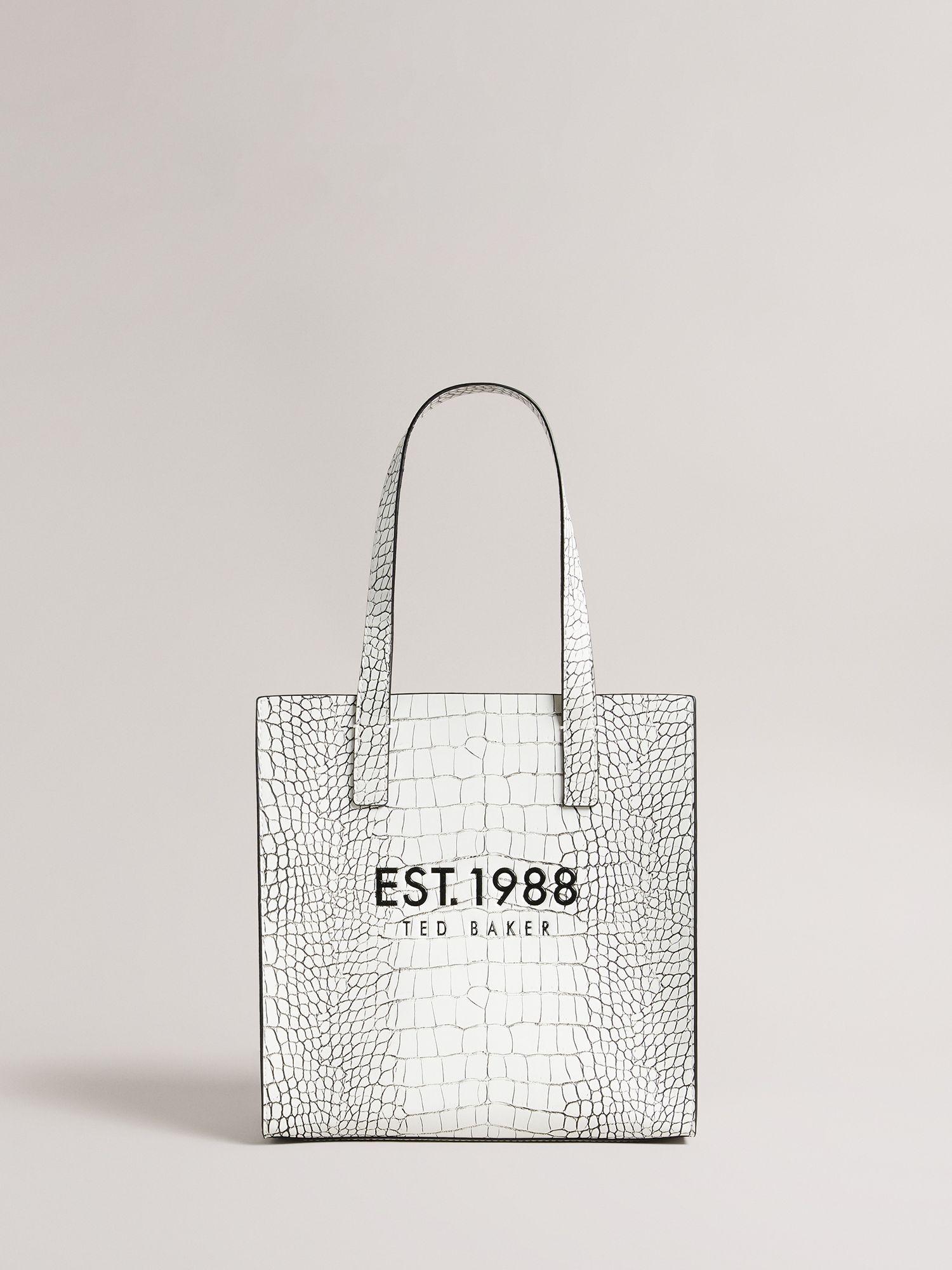 TED BAKER Lavinay Croc Effect Small Icon Tote Bag in White | Endource