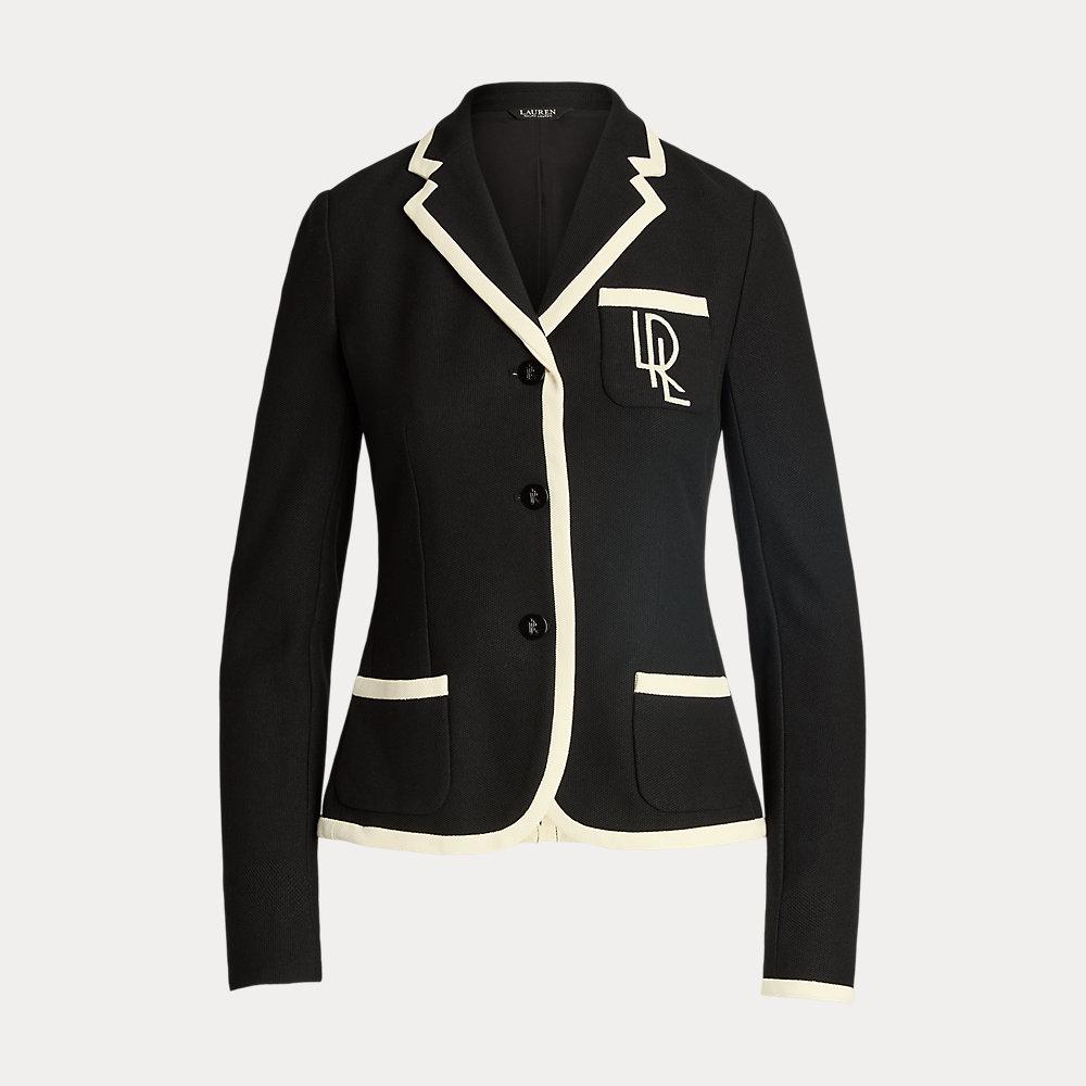 LAUREN RALPH LAUREN Two-Tone Stretch Cotton Pique Blazer | endource