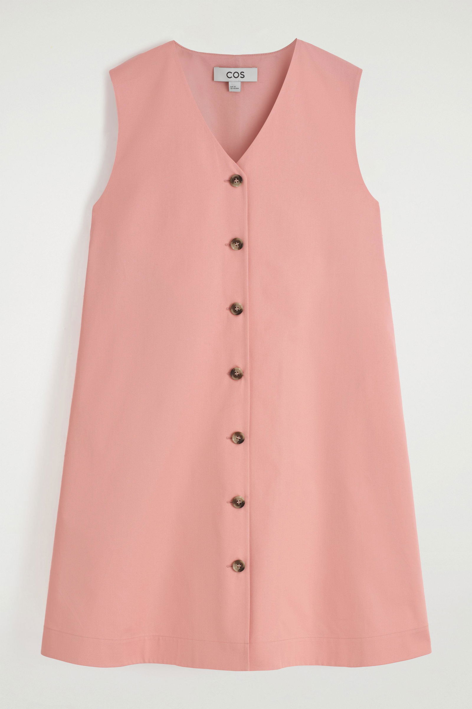 COS Buttoned Pima Cotton Mini Dress in PINK | endource